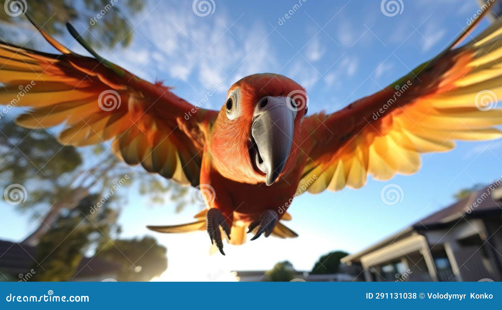 A Vibrant Parrot in Mid-flight Stock Photo - Image of feathers, yellow ...