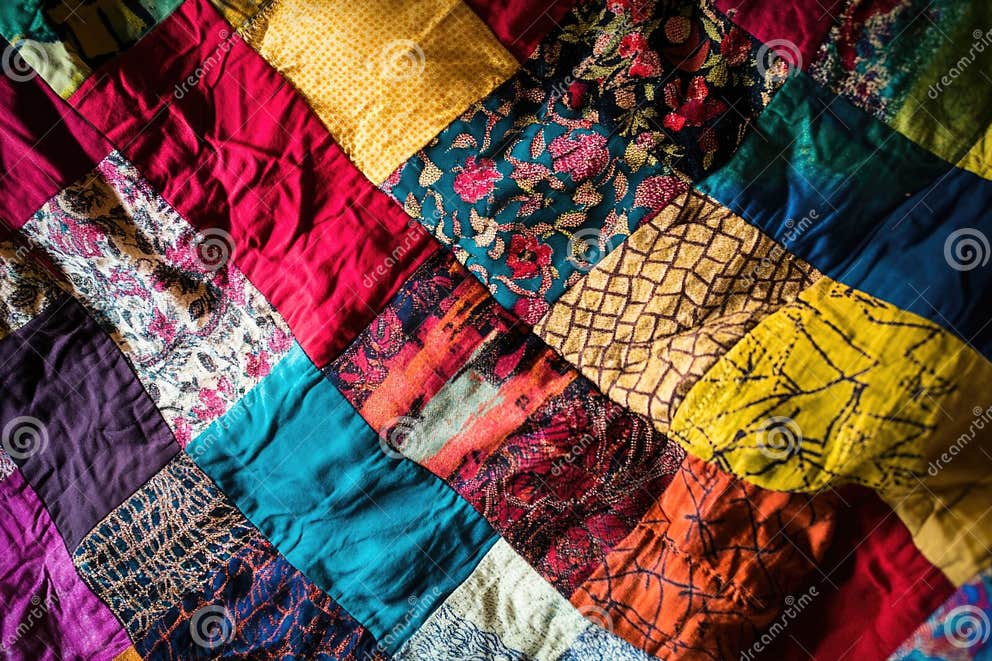 Vibrant Patchwork Quilt - Colorful Fabric Textures for Creative Design ...