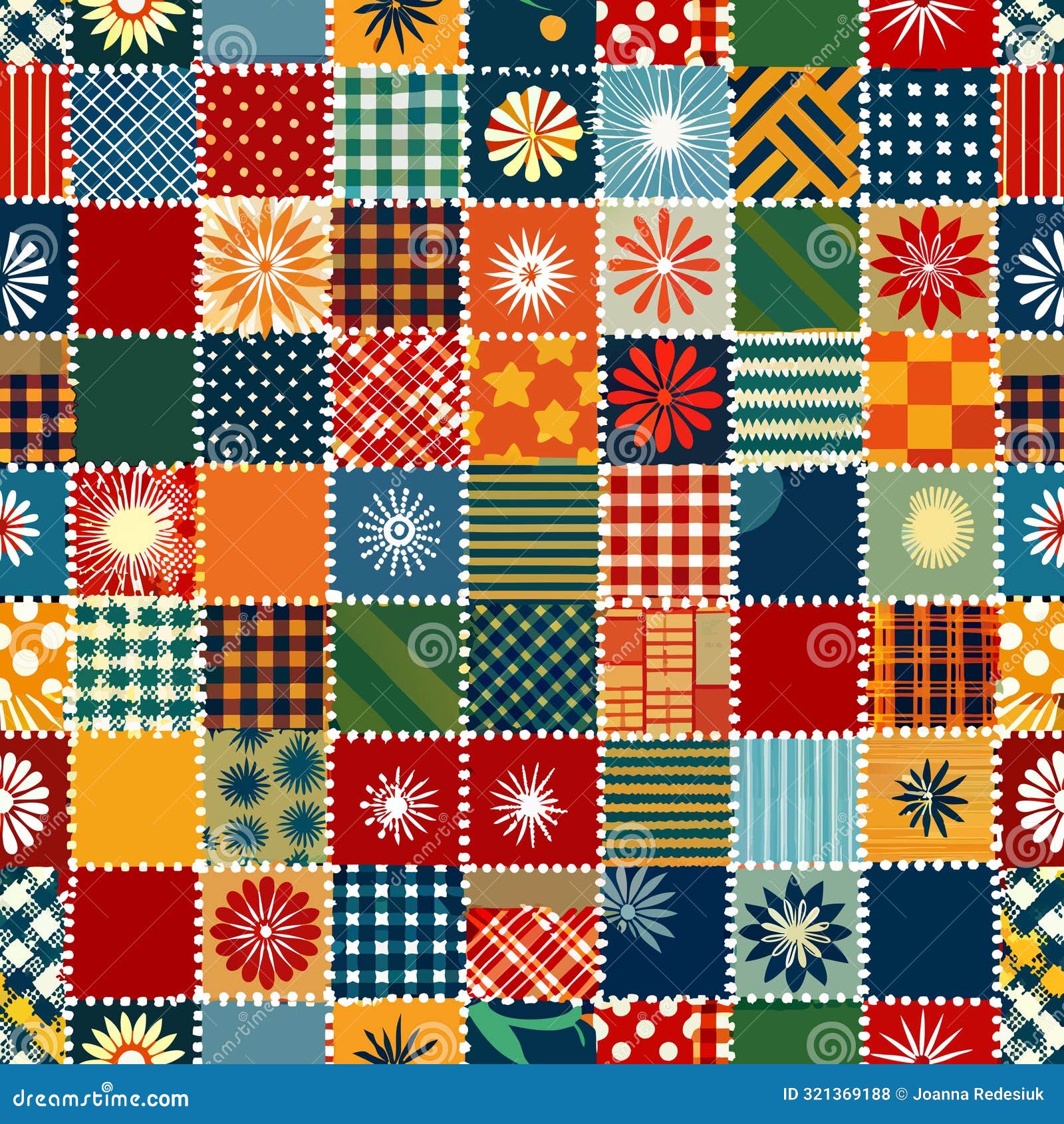 A Vibrant Patchwork of Various Patterns Fills the Frame, Creating a ...