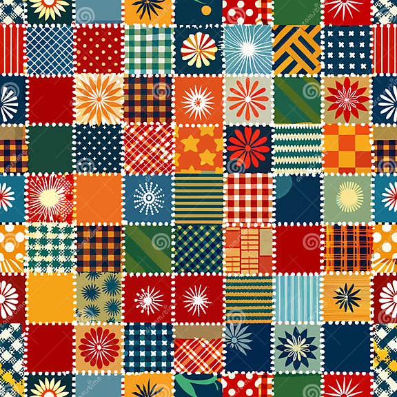 A Vibrant Patchwork of Various Patterns Fills the Frame, Creating a ...