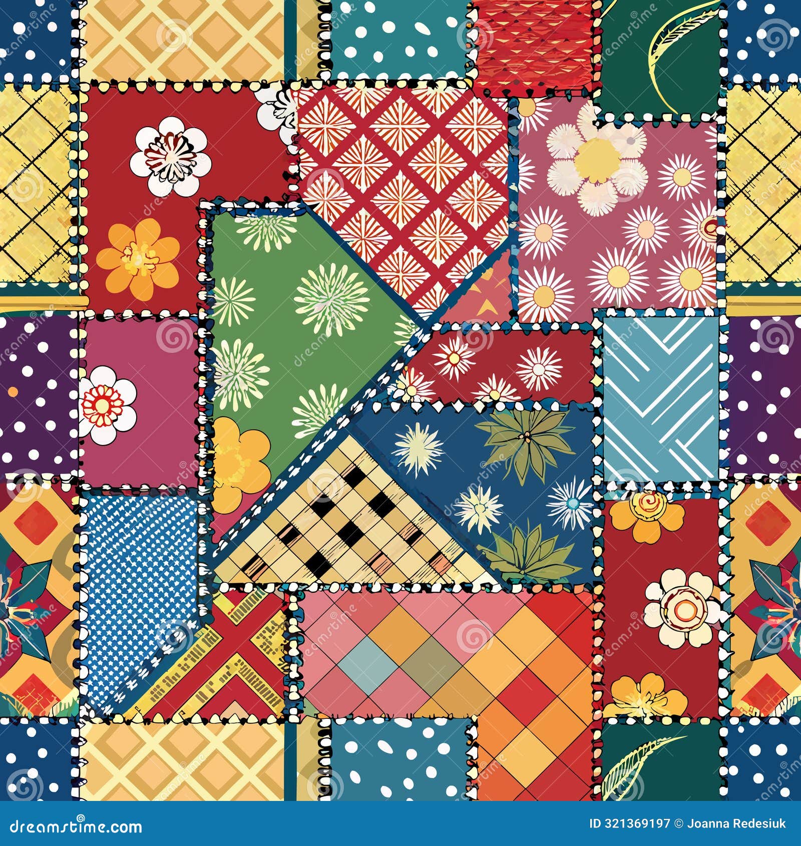 A Vibrant Patchwork of Various Patterns Fills the Frame, Creating a ...