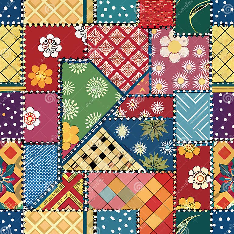 A Vibrant Patchwork of Various Patterns Fills the Frame, Creating a ...