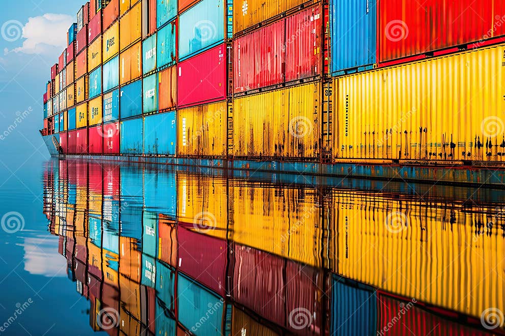 Vibrant Patterns, Cargo Ship Side Unveils Intricate Shipping Container ...