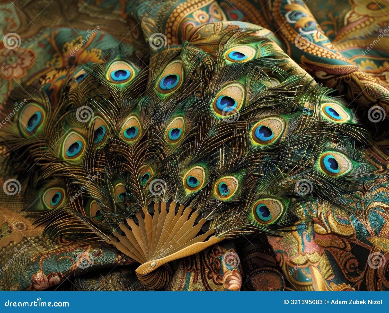 Vibrant Peacock Feather Fan Stock Illustration - Illustration of ...