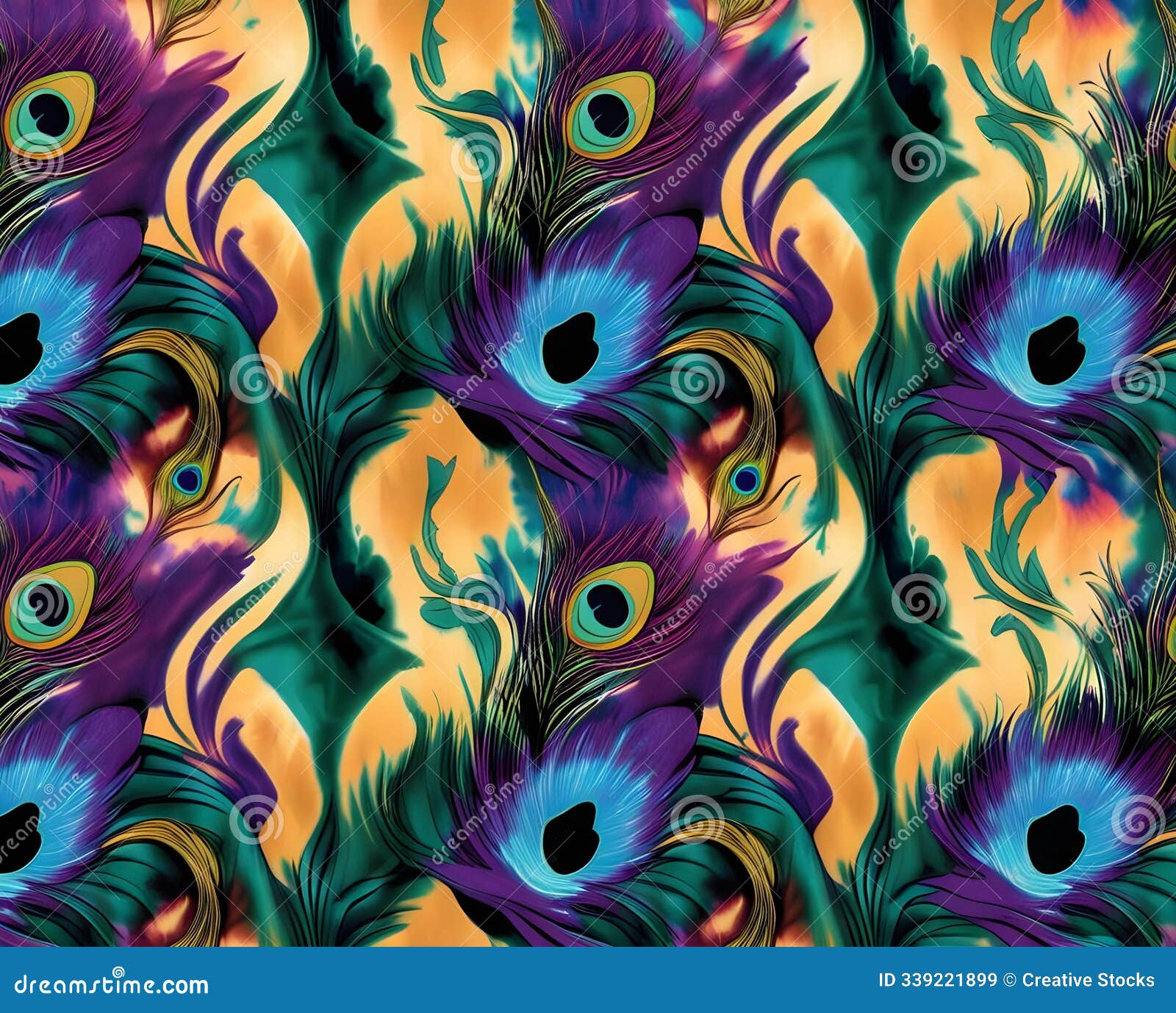 Vibrant Peacock Feather Pattern with Bold Colors AI Image Stock ...