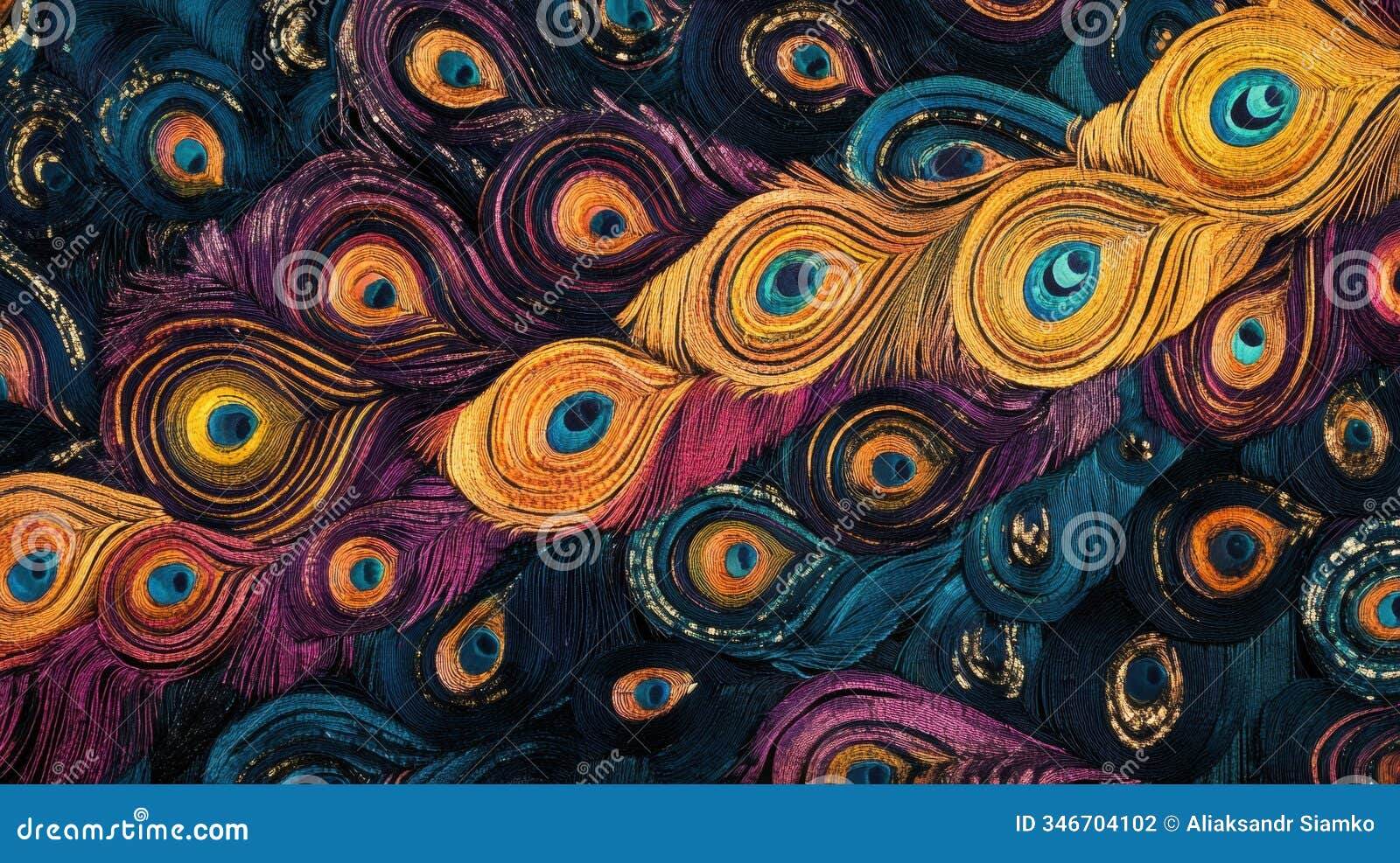 Vibrant Peacock Feather Patterns in a Rich Colorful Arrangement Stock ...