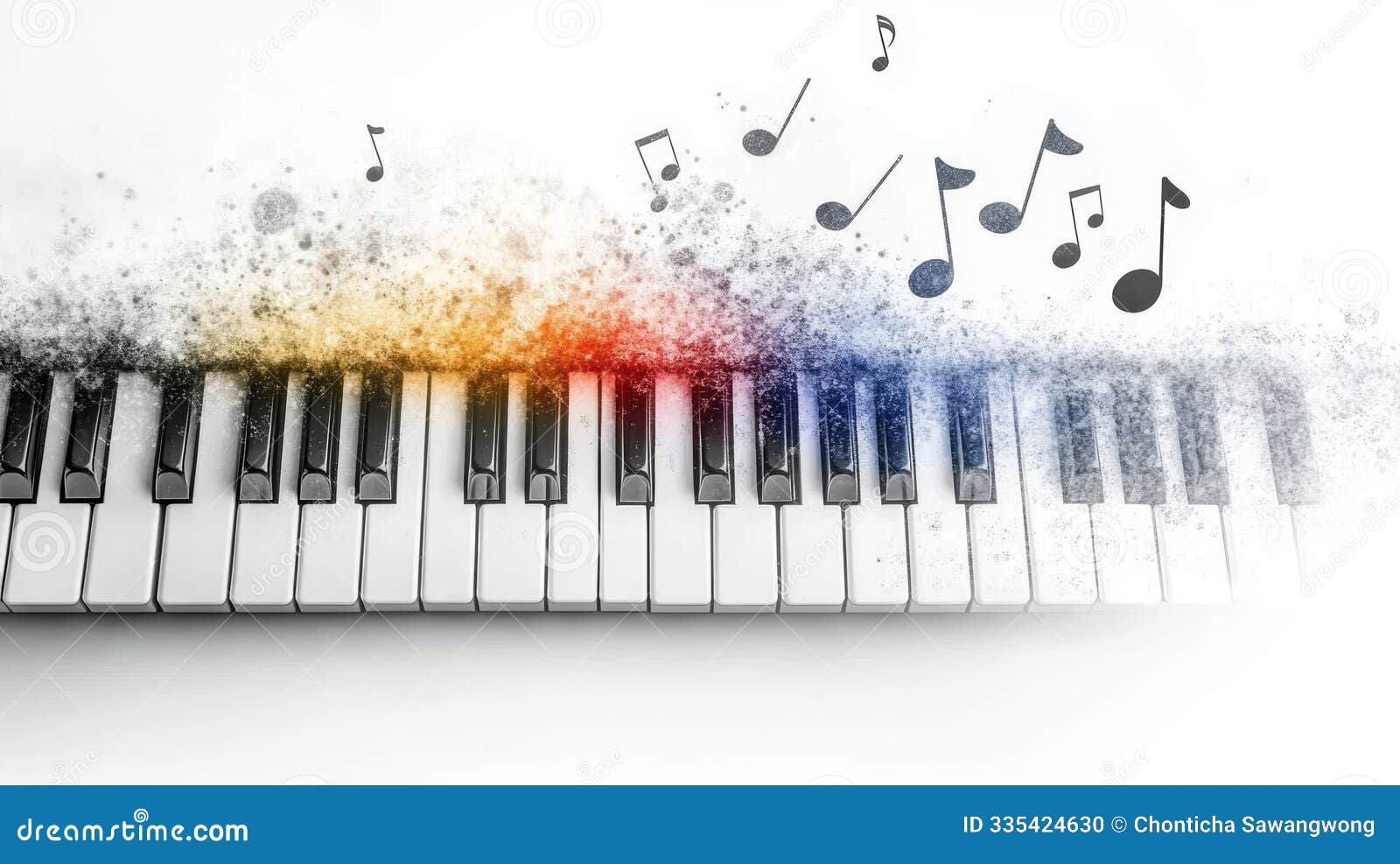 A Vibrant Piano Keyboard with Colorful Notes Floating, Capturing the ...