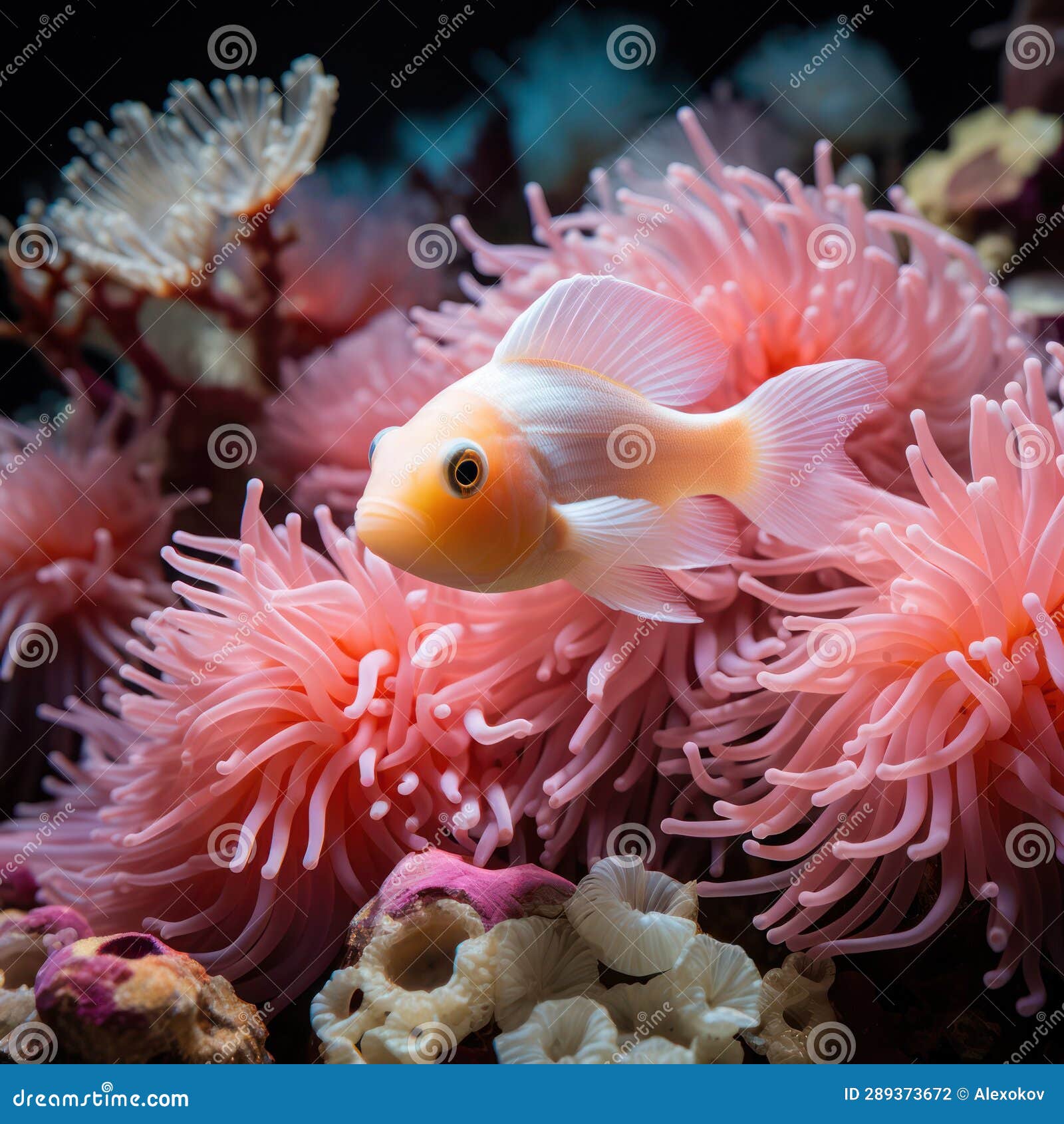 Vibrant Pink Anemonefish in a Bleached Anemone AI Generated Stock ...