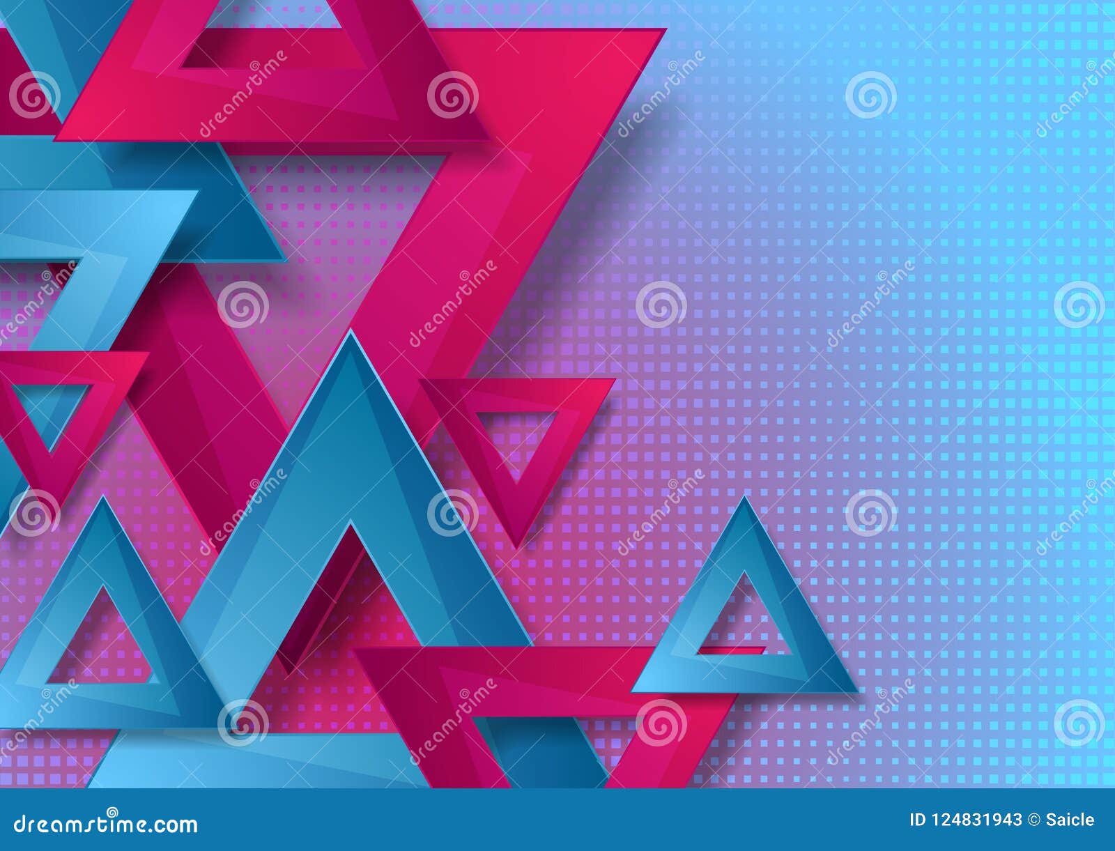 Vibrant Pink and Blue Triangles Abstract Background Stock Vector ...