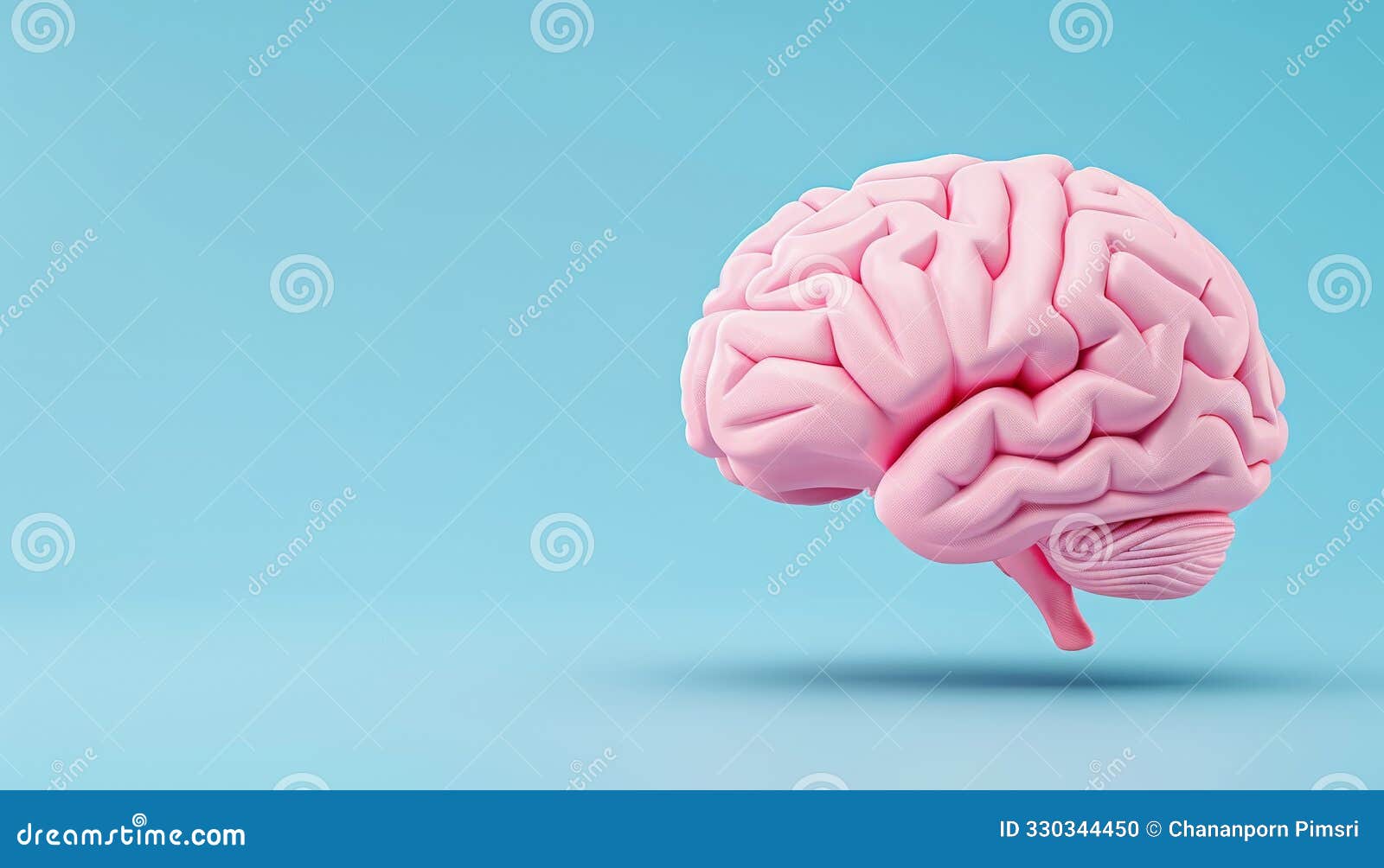 A Vibrant Pink Brain Model on a Soft Blue Background, Symbolizing ...