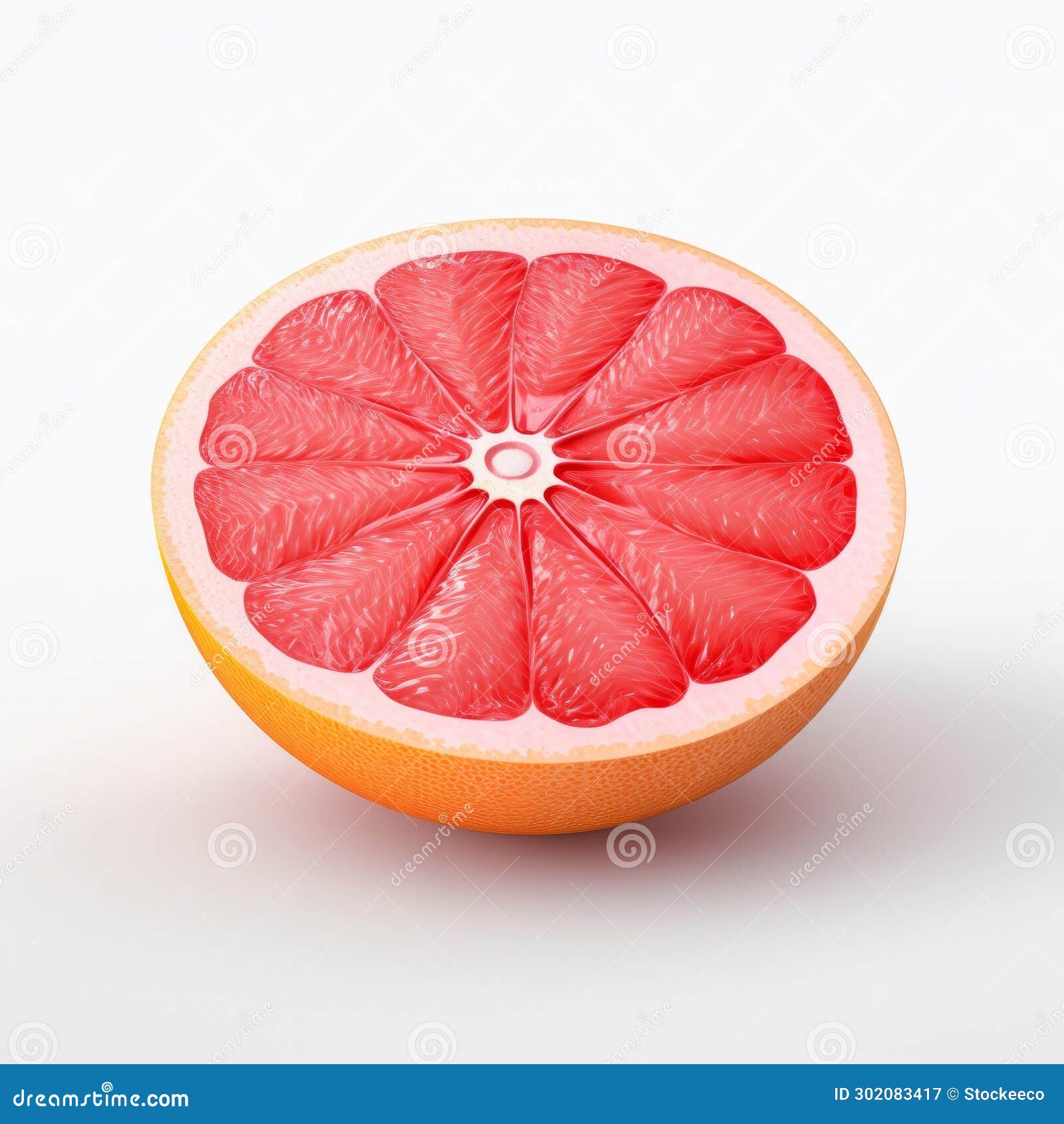 Vibrant Pink Grapefruit Illustration on White Background Stock ...