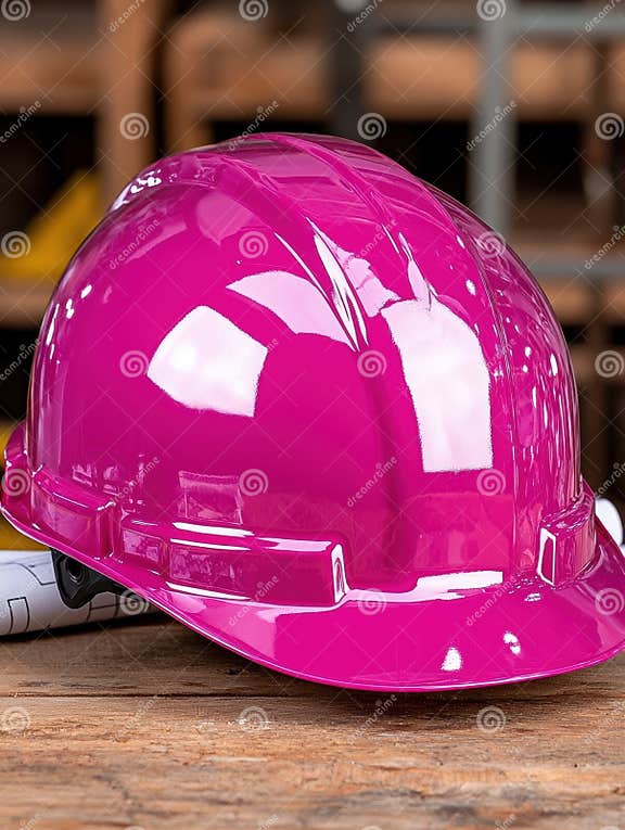 Vibrant Pink Hard Hat for Construction Safety Stock Illustration - Illustration of worker ...