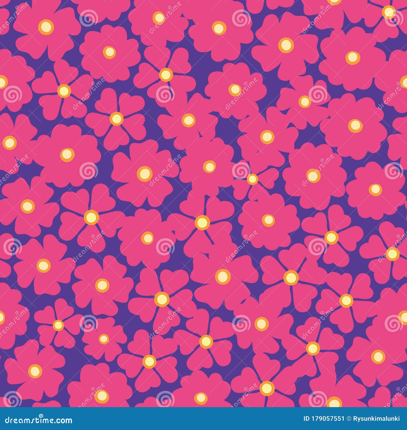 Vibrant Pink Primroses Seamless Vector Pattern Stock Vector ...