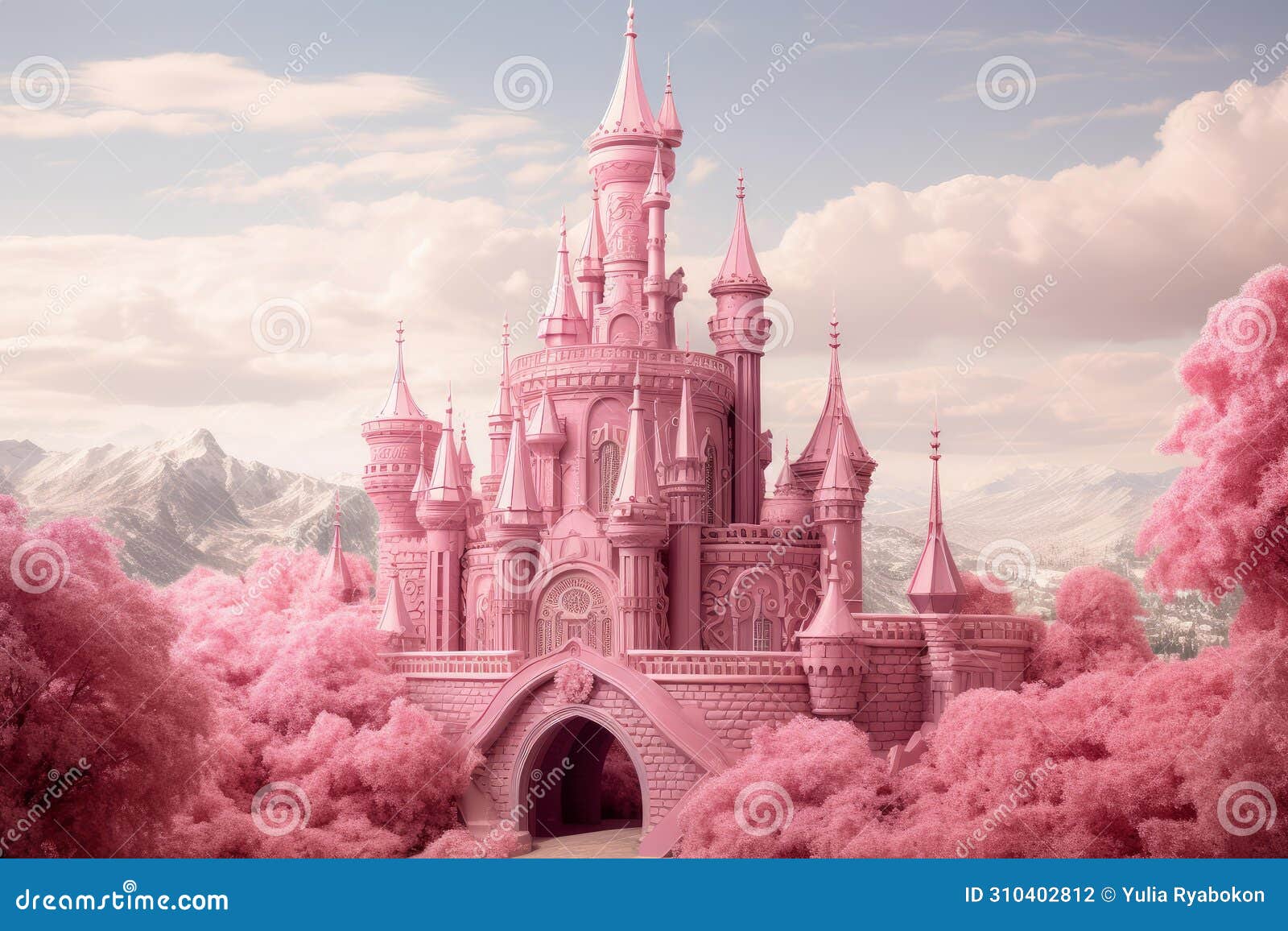 Vibrant Pink Princess Castle Tower. Generate Ai Stock Illustration ... Vibrant Pink Princess Castle Tower. Generate Ai Stock Illustration ...