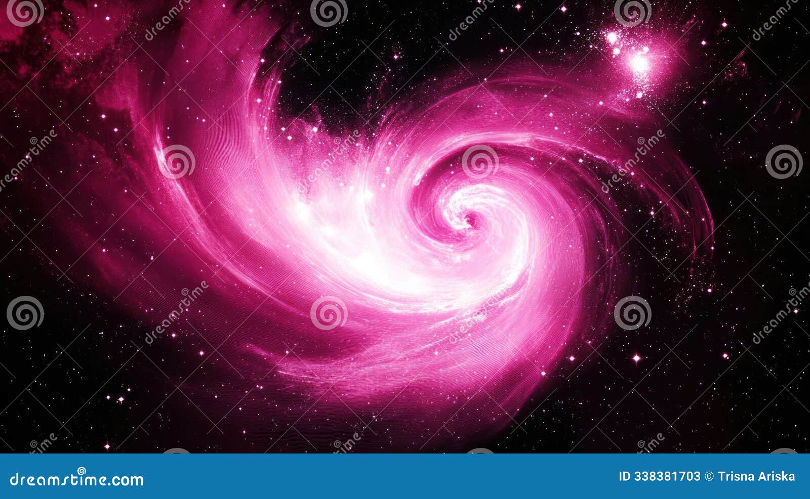 A Vibrant Pink Spiral Galaxy Set Against a Starry Backdrop Stock ...