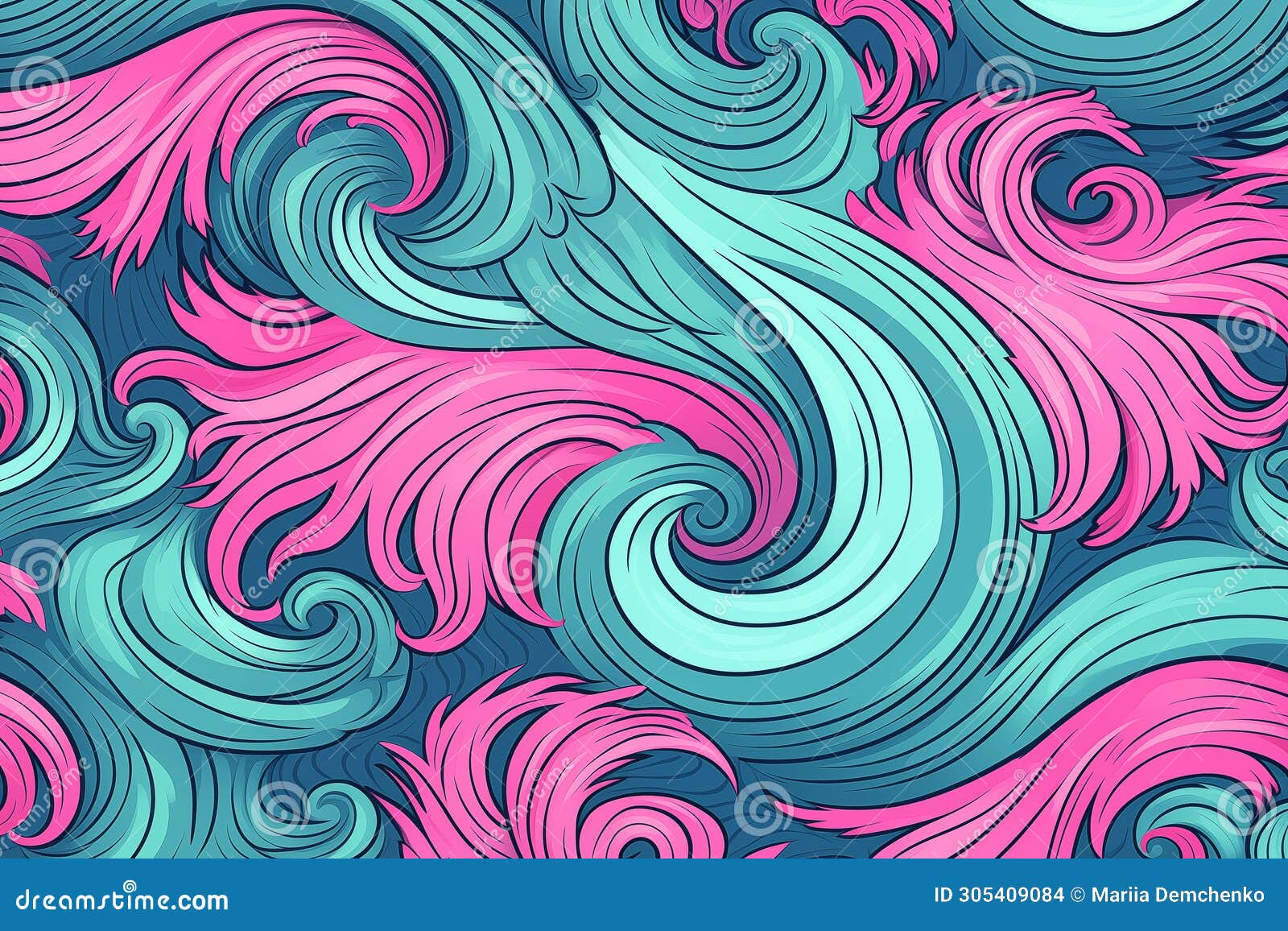 Vibrant Pink and Teal Swirls in Dynamic Abstract Design Background ...
