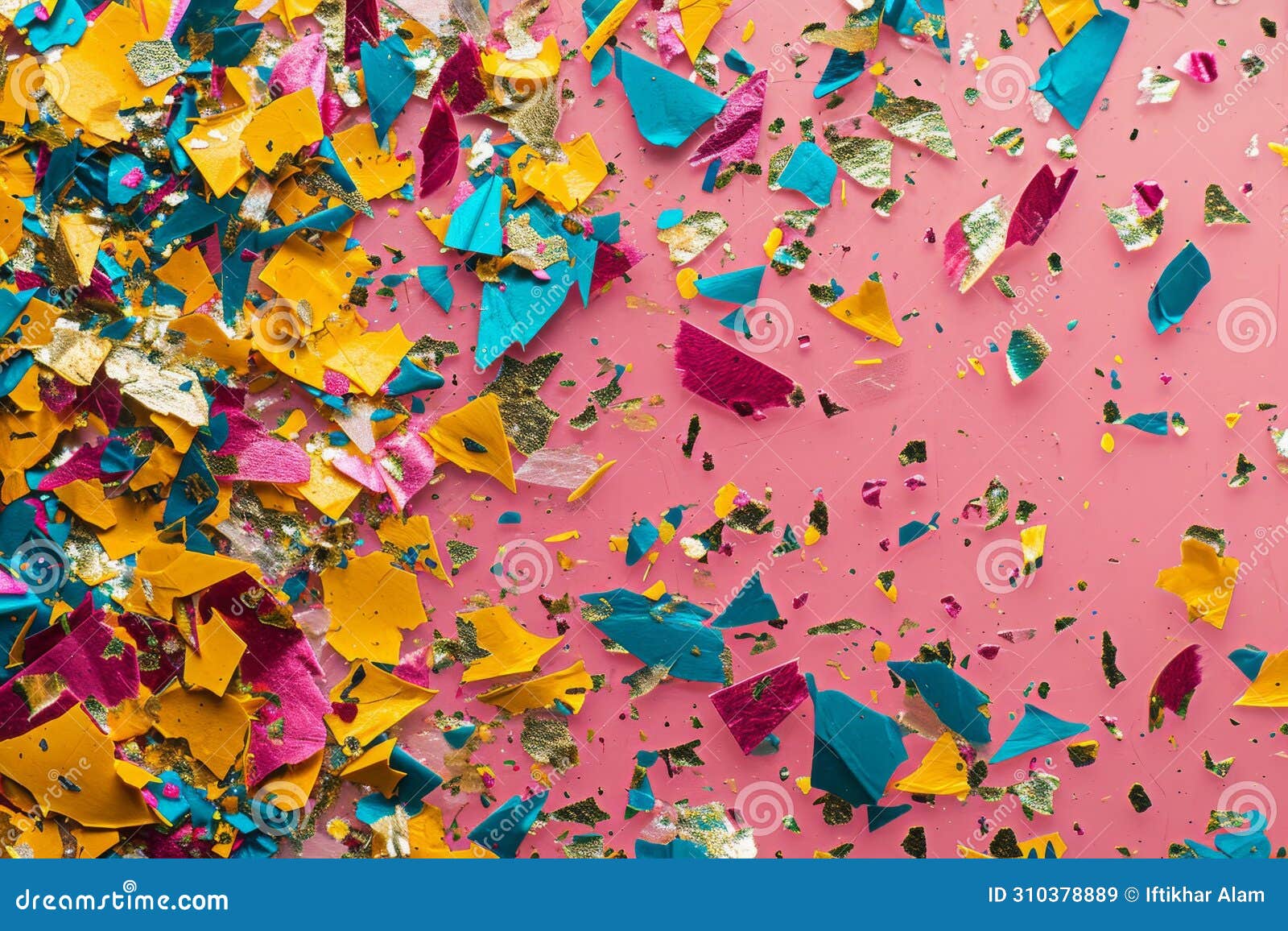 A Vibrant Pink Wall Covered in an Array of Colorful Confetti Creating a ...