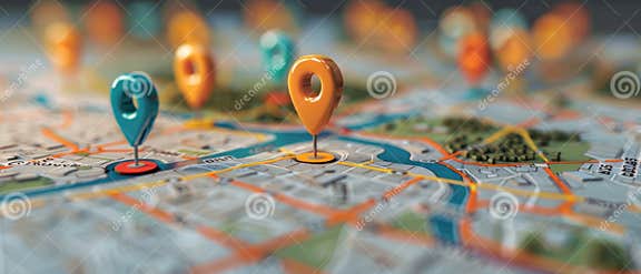 Vibrant Pins Show Starting and Destination Points for Efficient ...