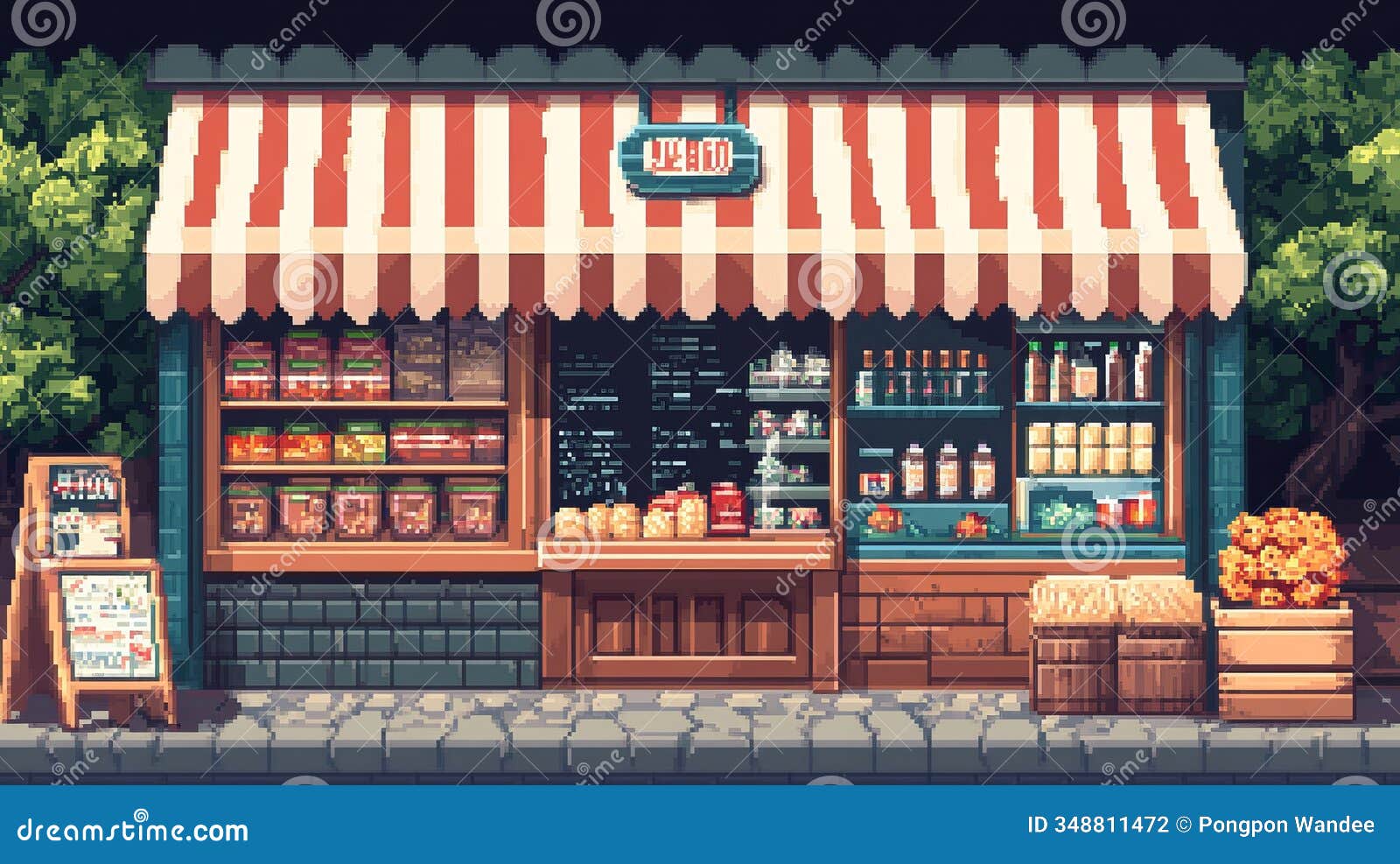 Pixel Art Storefront Game Asset Design Vector Illustration ...