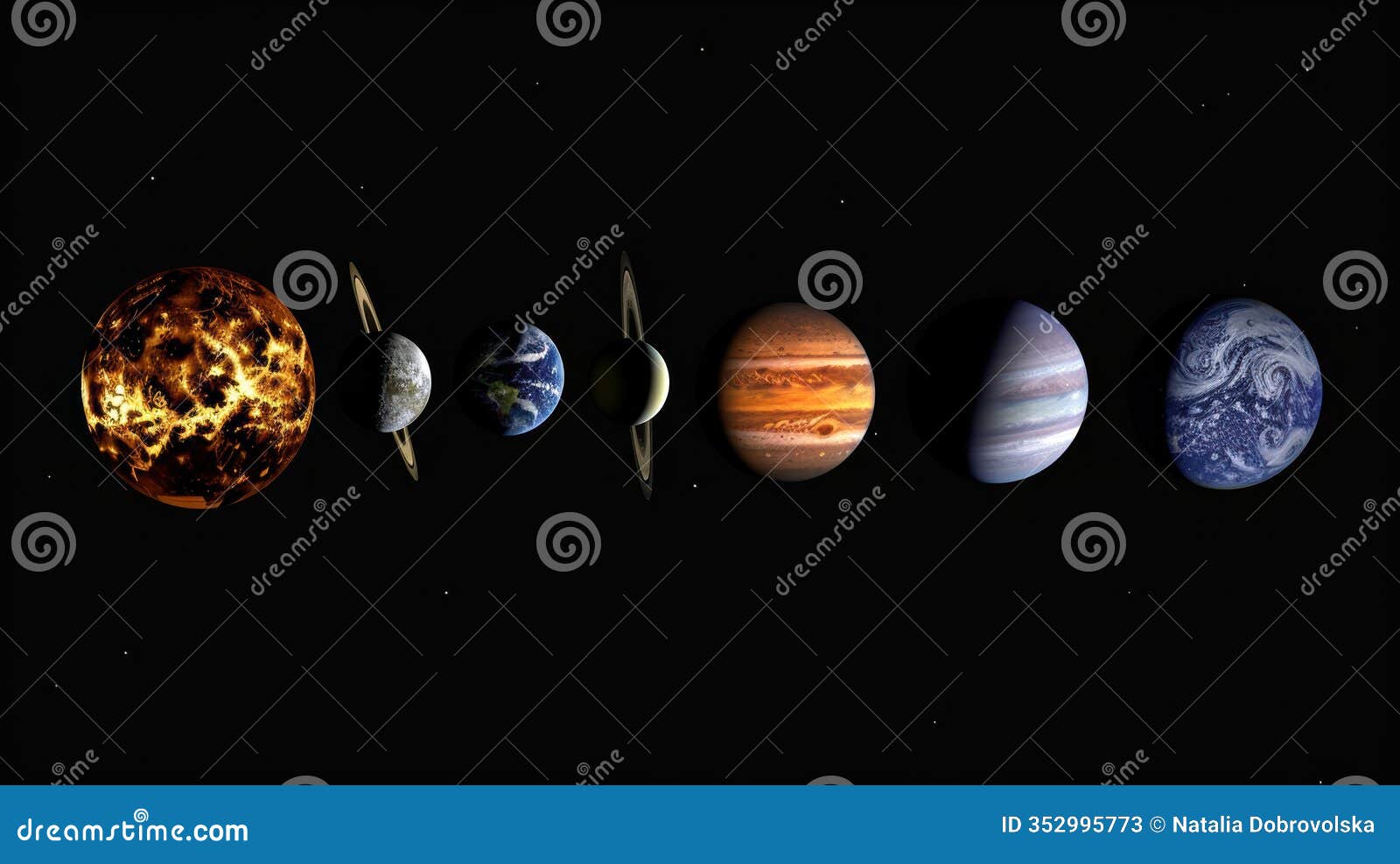 Vibrant Planetary Alignment in Outer Space Surrounded by Colorful ...