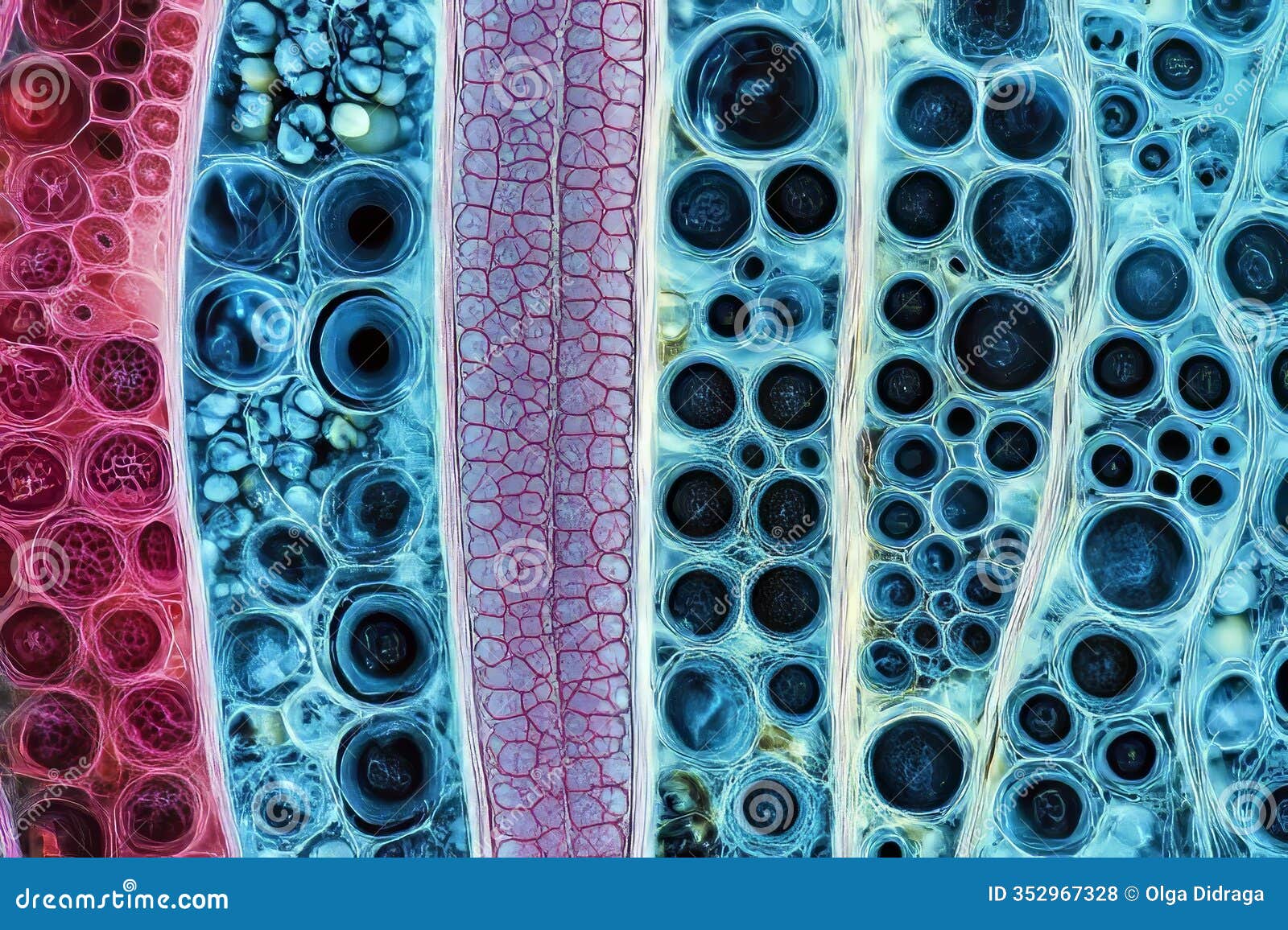 Vibrant Plant Cell Structure in Cross-section Under Microscope Stock ...