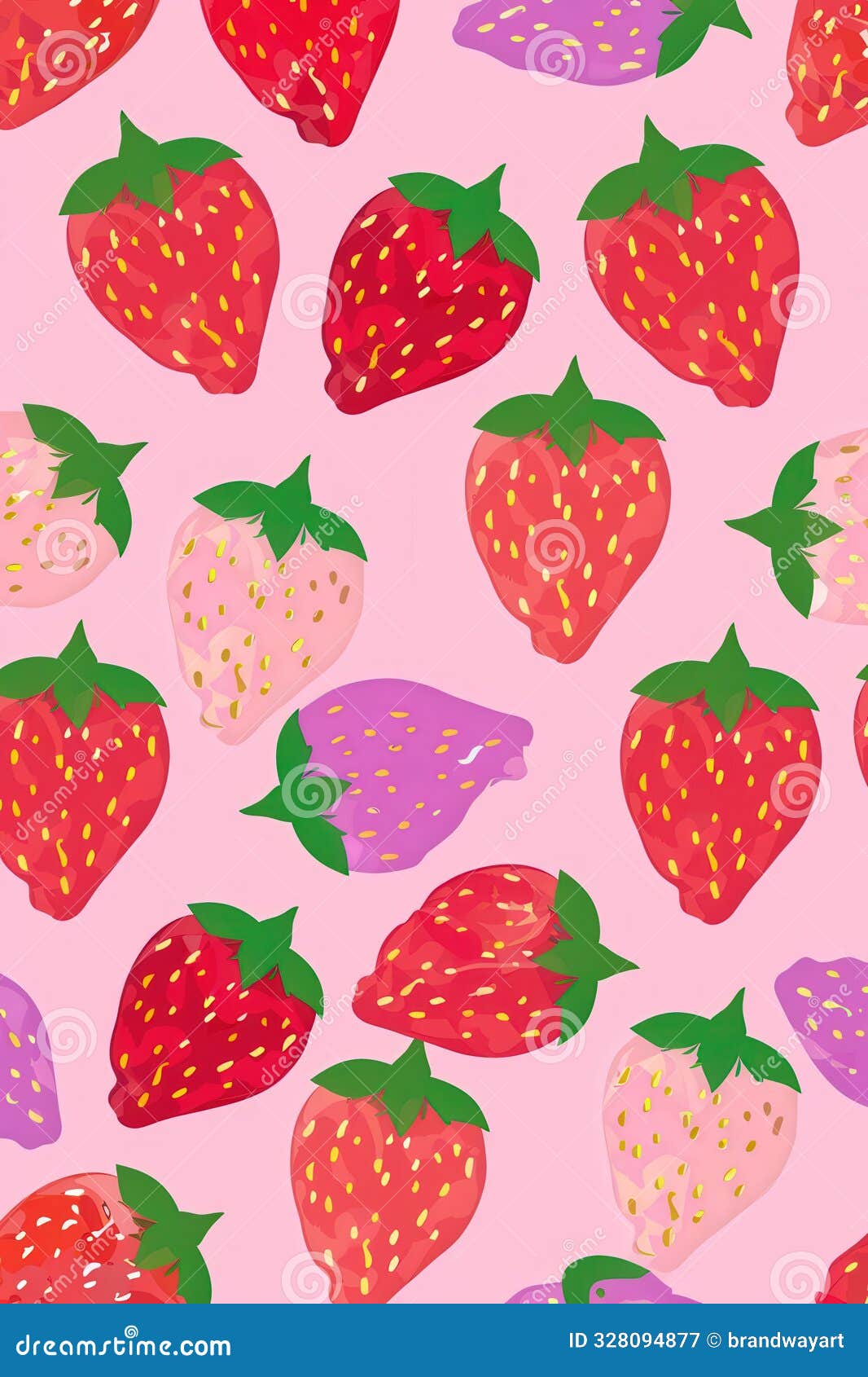 Cute Pink Strawberry Pattern with Various Strawberry Designs Stock ...