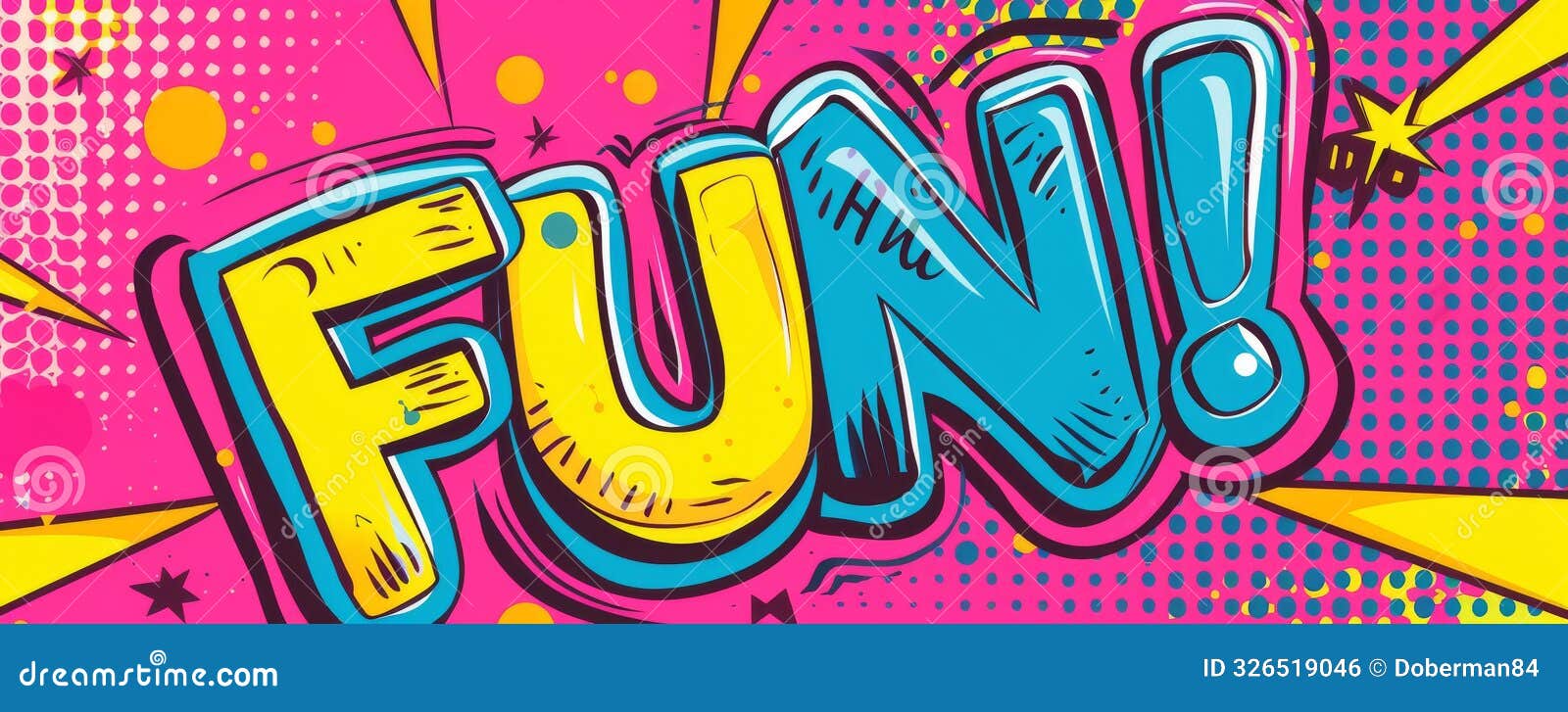 Vibrant Pop-art Banner with the Word FUN in Bold Letters, Colorful ...