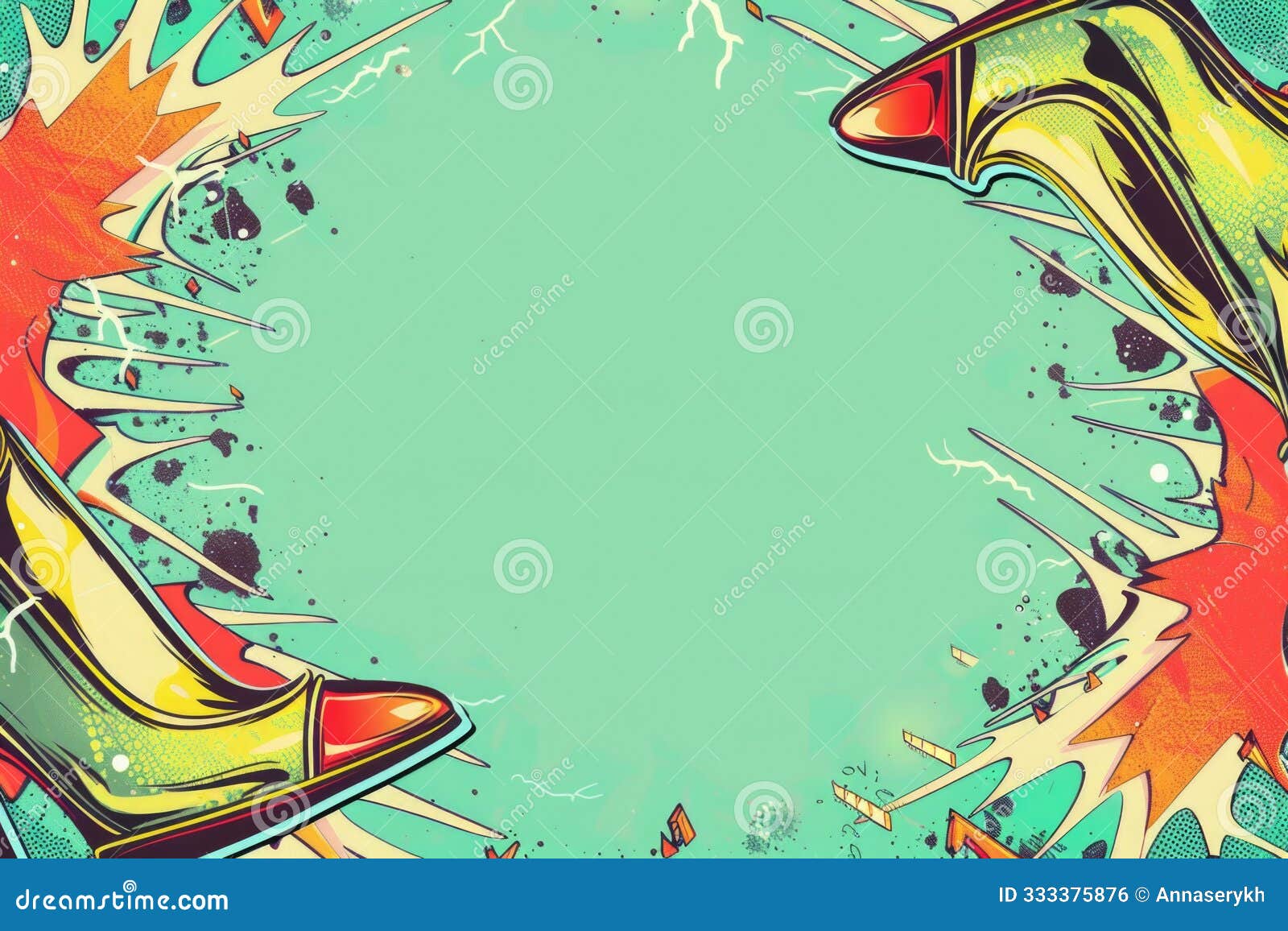 Vibrant Pop Art Collage with High Heels, Leaves, and Explosive Elements ...