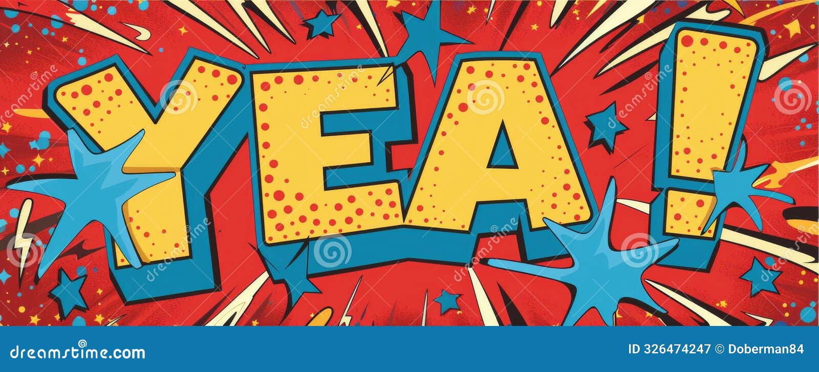 Dynamic Pop-art Banner with the Word YEAH in Bold Comic Style Stock ...