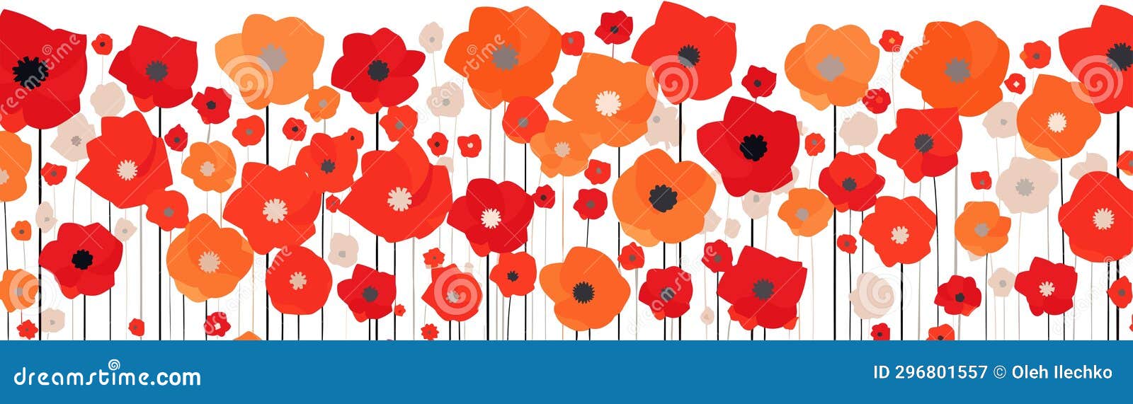 Vibrant Poppy Field Vector Simple 3d Smooth Cut and Isolated ...