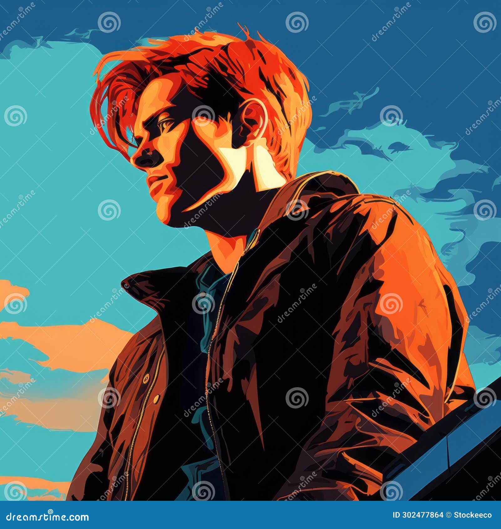 Vibrant Portrait of a Brooding Young Man with Red Hair Stock ...