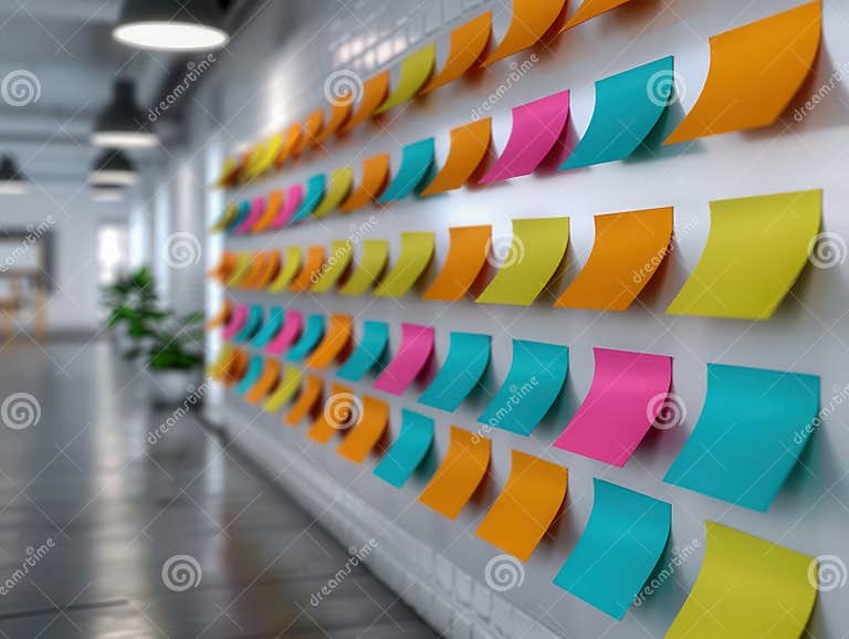 Vibrant Post-it Notes on Whiteboard, Creative Task Management Scheme ...