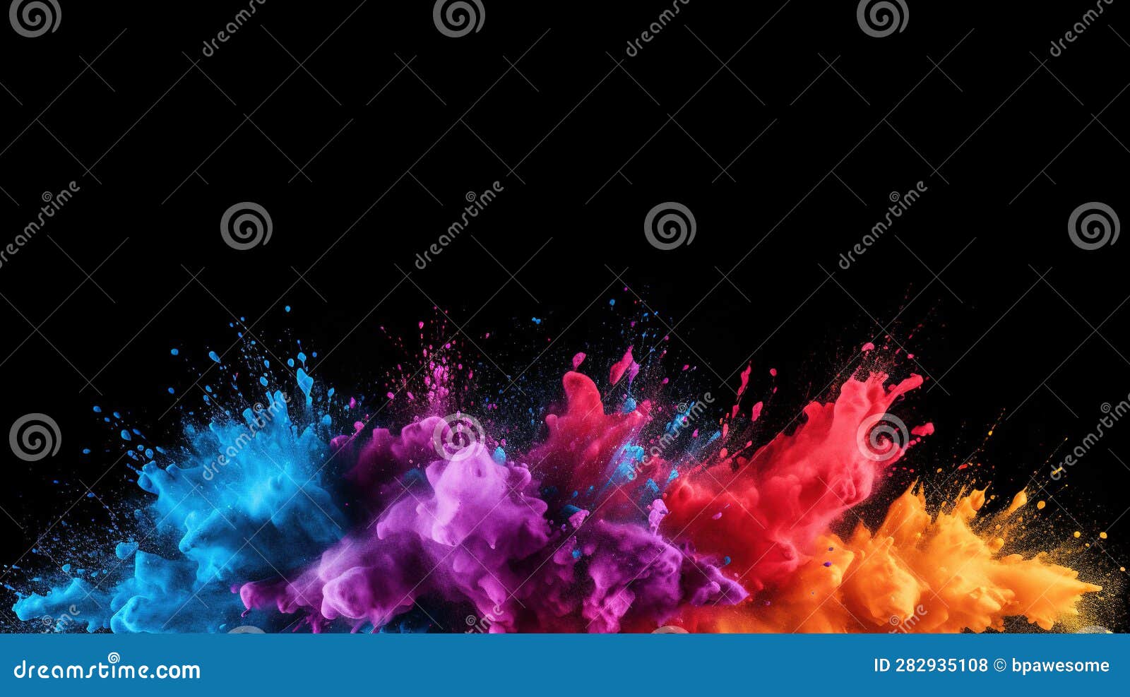 Vibrant Powder Color Explosion: Dynamic Burst of Energy on Black ...