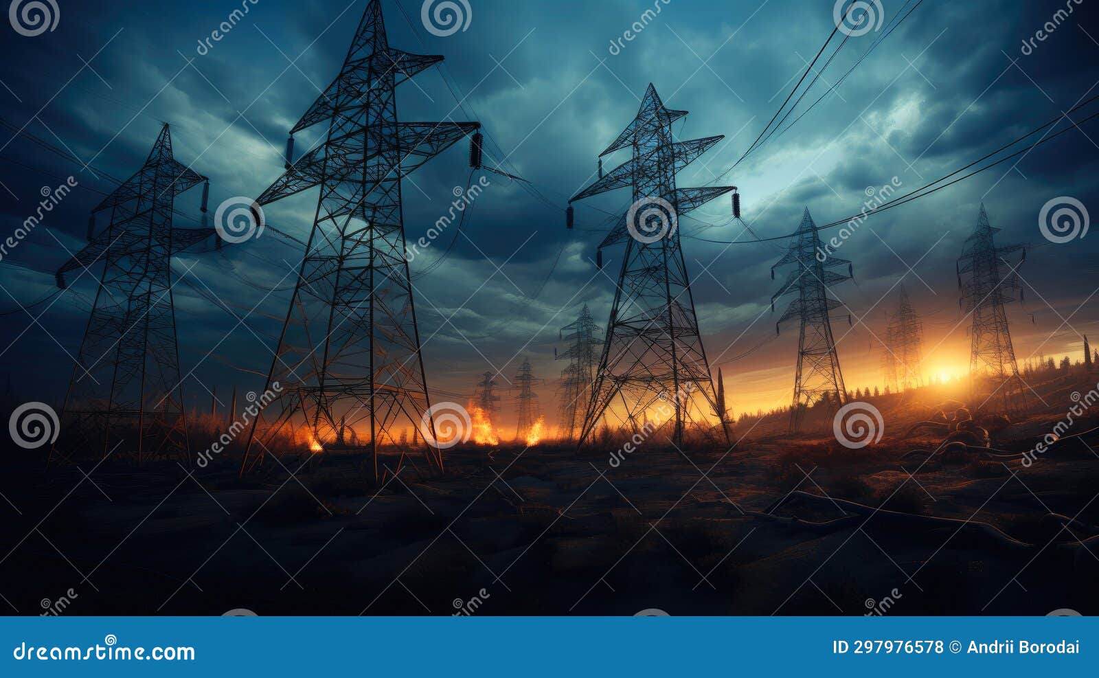 Vibrant Power: Electrical Current. Generative Ai. Stock Illustration ...
