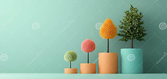 Vibrant Progression of Colorful Trees Symbolizing Growth and ...