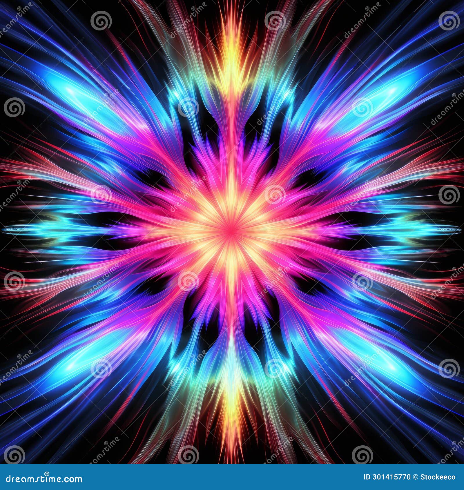 Vibrant Psychedelic Star Art on Black Background Stock Illustration ...