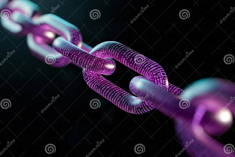 Vibrant Purple Chain with Binary Code Elements Symbolizing Digital ...