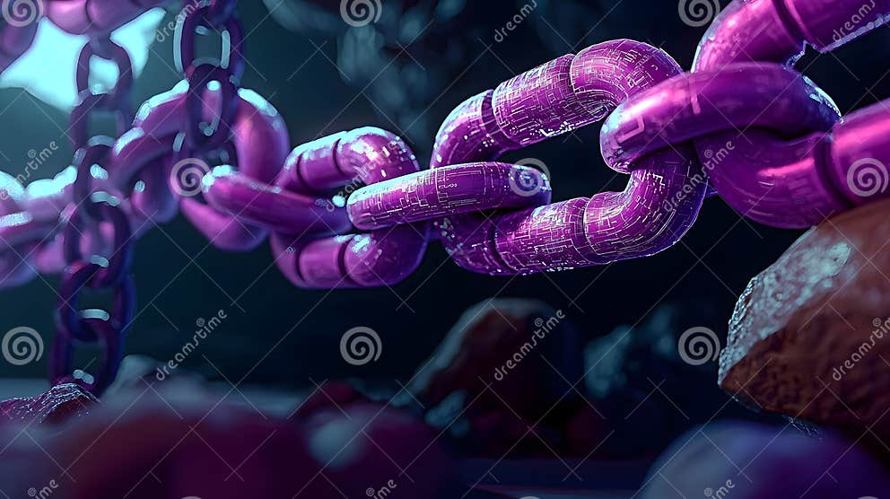 Vibrant Purple Chain with Digital Patterns Stock Illustration ...