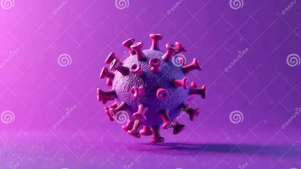 Vibrant Purple Virus Model with Spikes on Gradient Background Stock ...