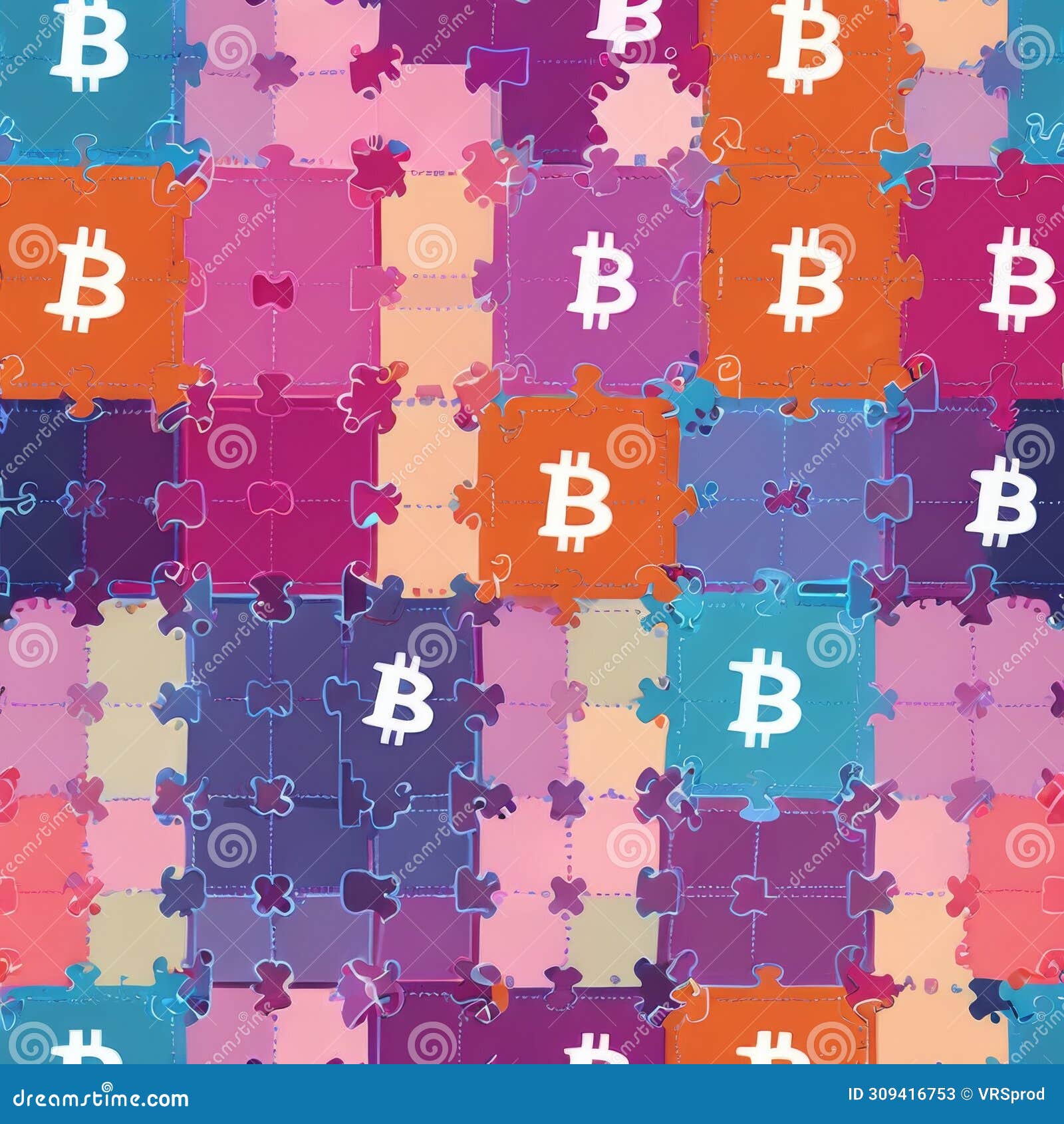Vibrant Puzzle Bitcoin Concept Art Stock Illustration - Illustration of ...