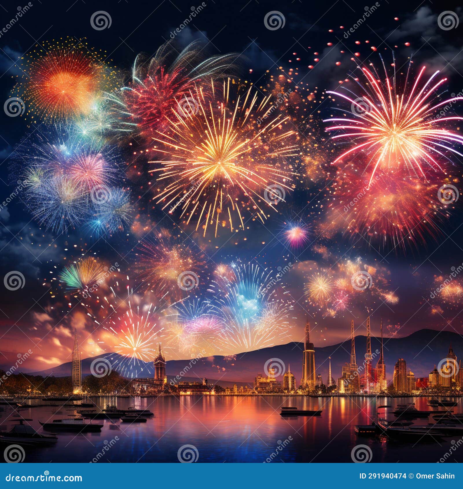 Vibrant Pyrotechnic Display: Awe-inspiring Fireworks Lighting Up the ...