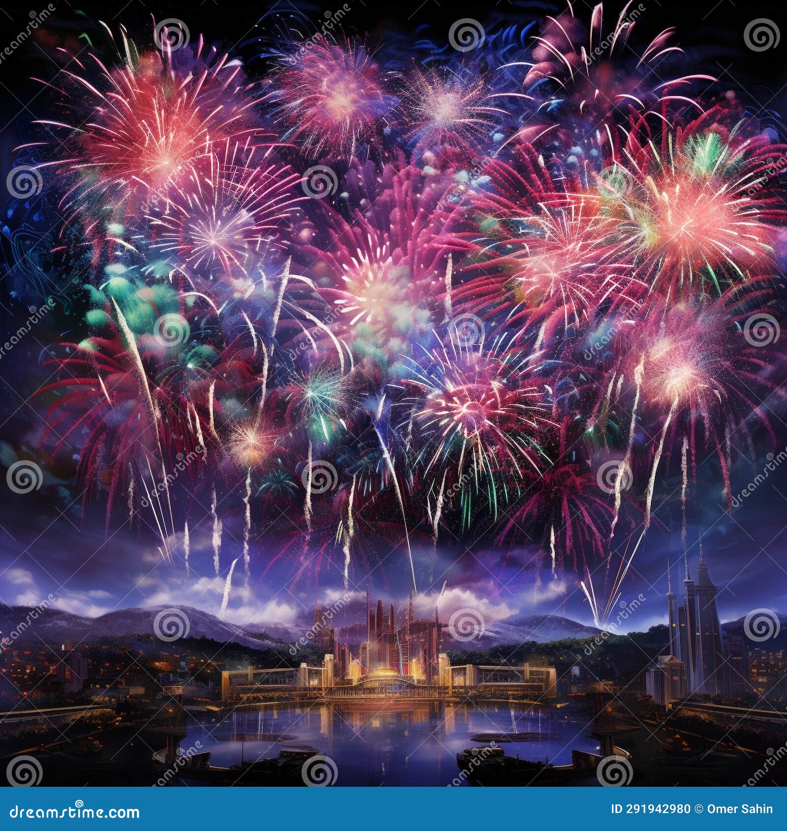 Vibrant Pyrotechnic Display: Awe-inspiring Fireworks Lighting Up the ...