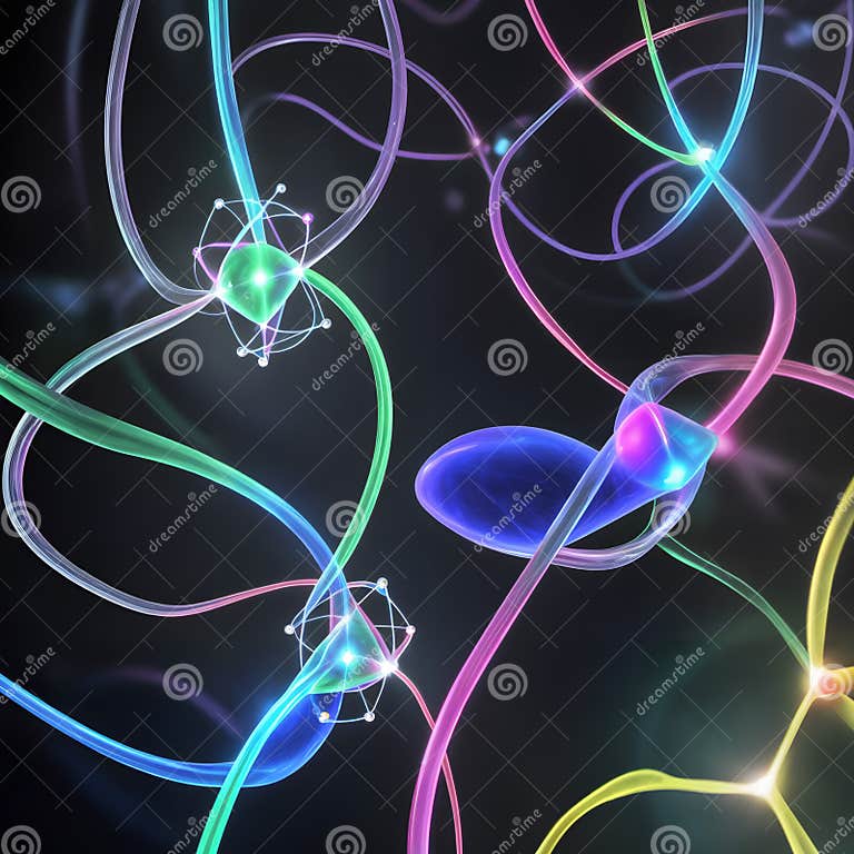 Vibrant Quantum Entanglement Visualization in Neon Colors Stock ...