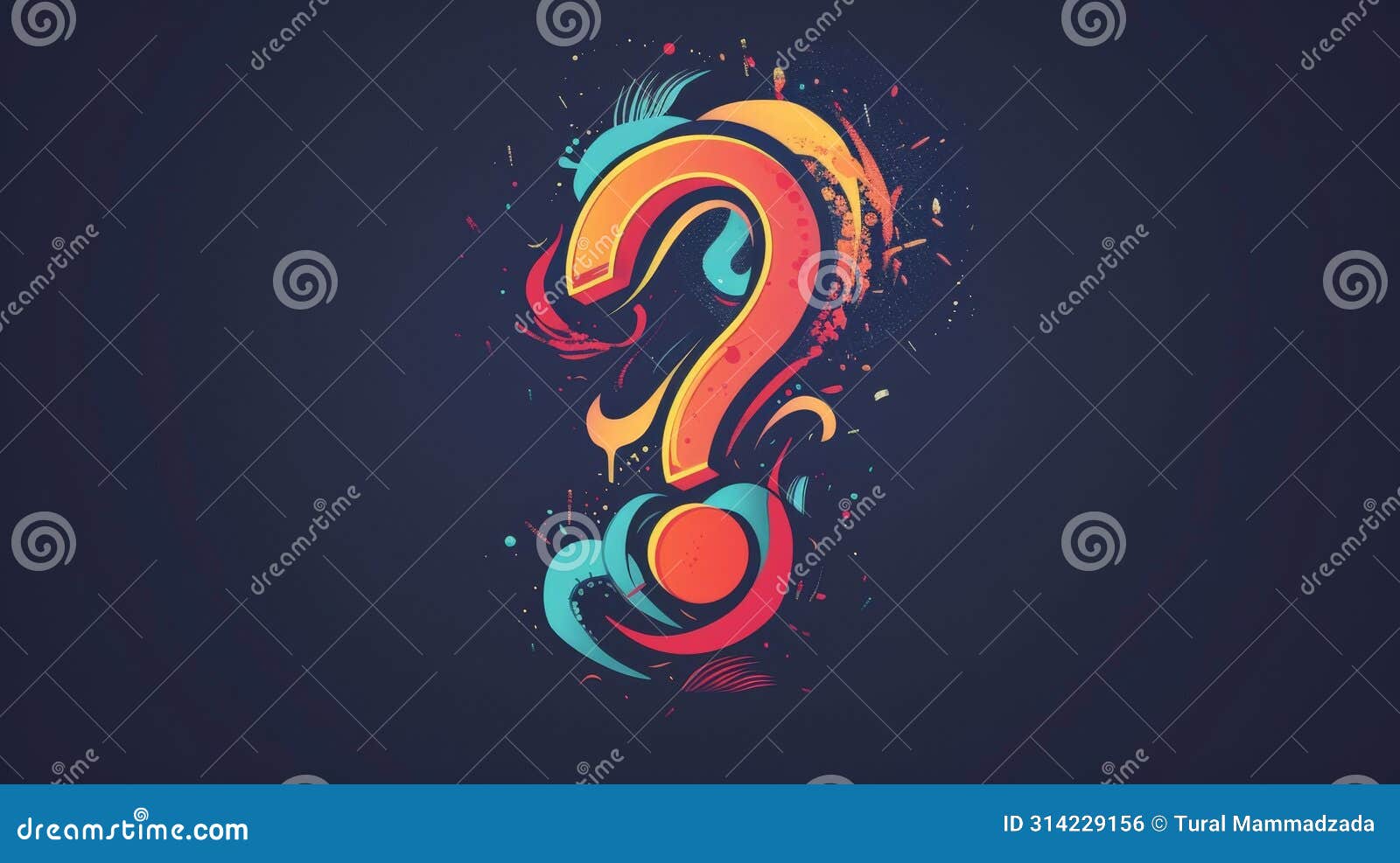 Colorful Question Mark on a Dark Backdrop Stock Illustration ...