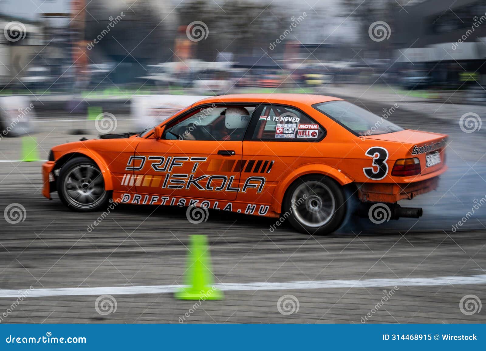 Vibrant Race Car Speeding with a Drift on the Track Editorial Image ...