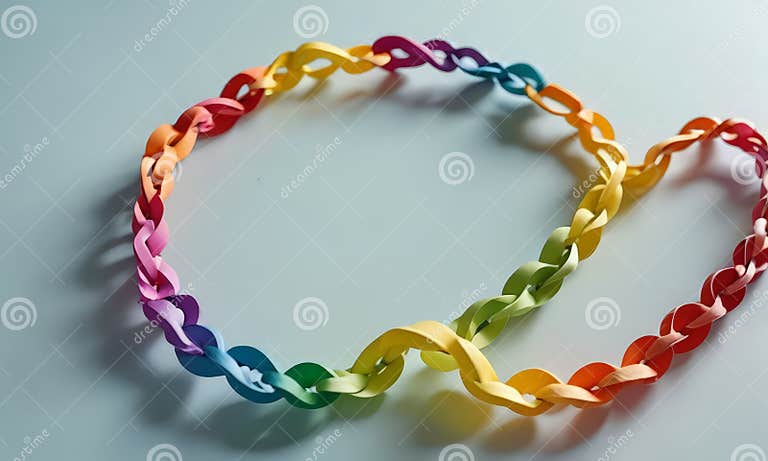 Vibrant, Rainbow-colored Chain Paper Chains is Arranged in Circular ...