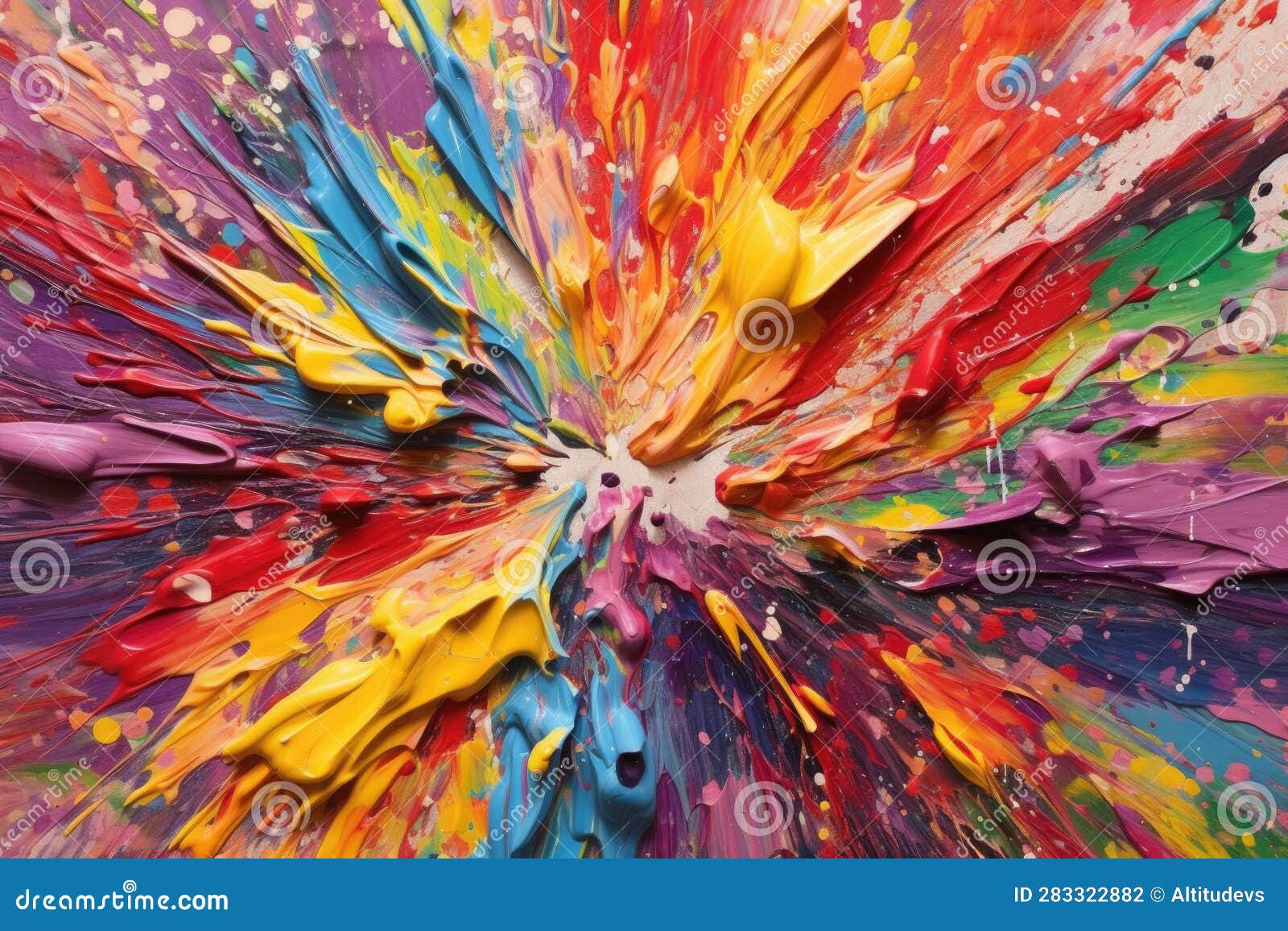 Vibrant Rainbow-colored Paint Splatters on Canvas Stock Photo - Image ...