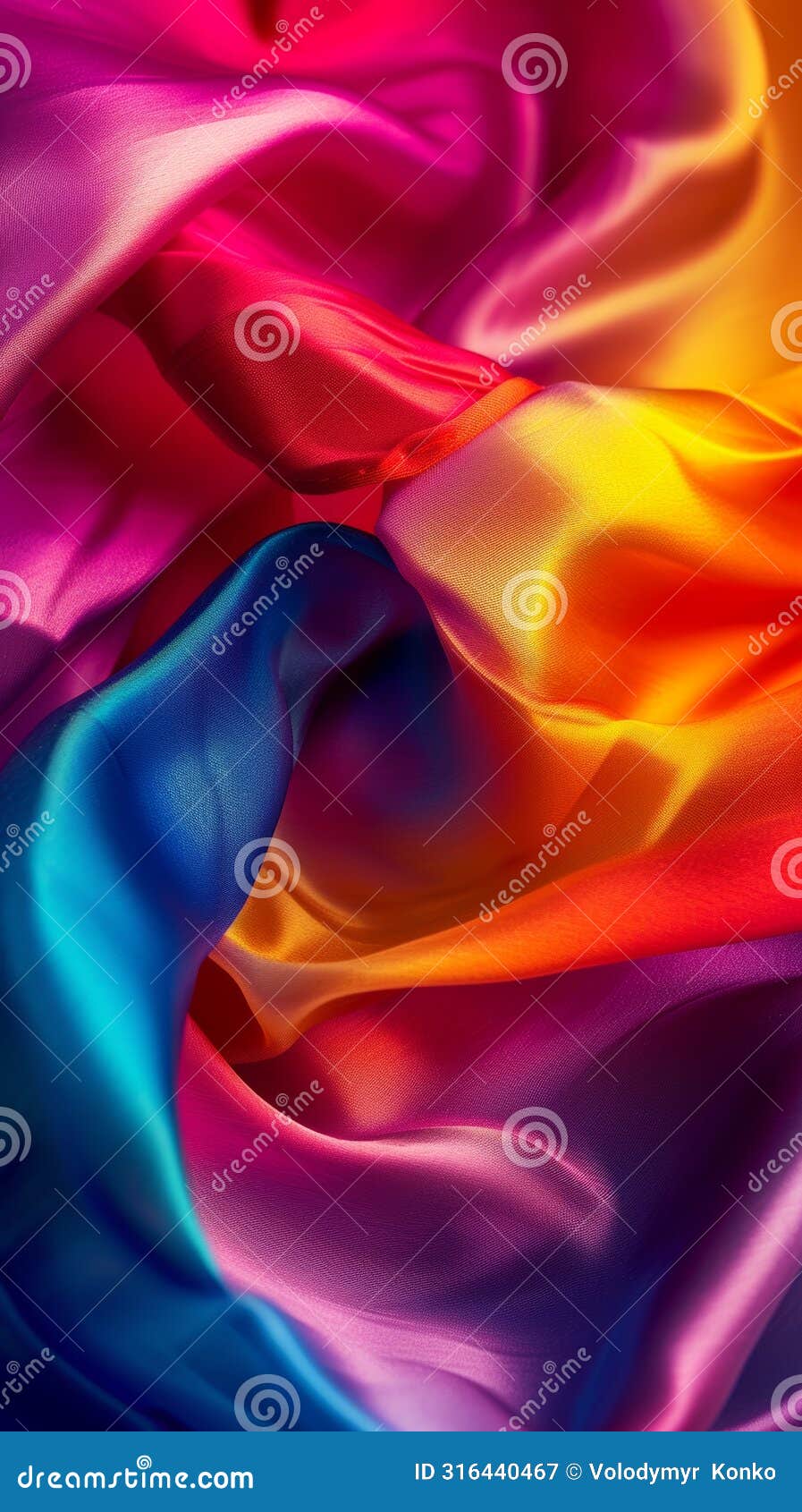 Vibrant Rainbow-colored Satin Fabric Draped Elegantly Stock Image ...