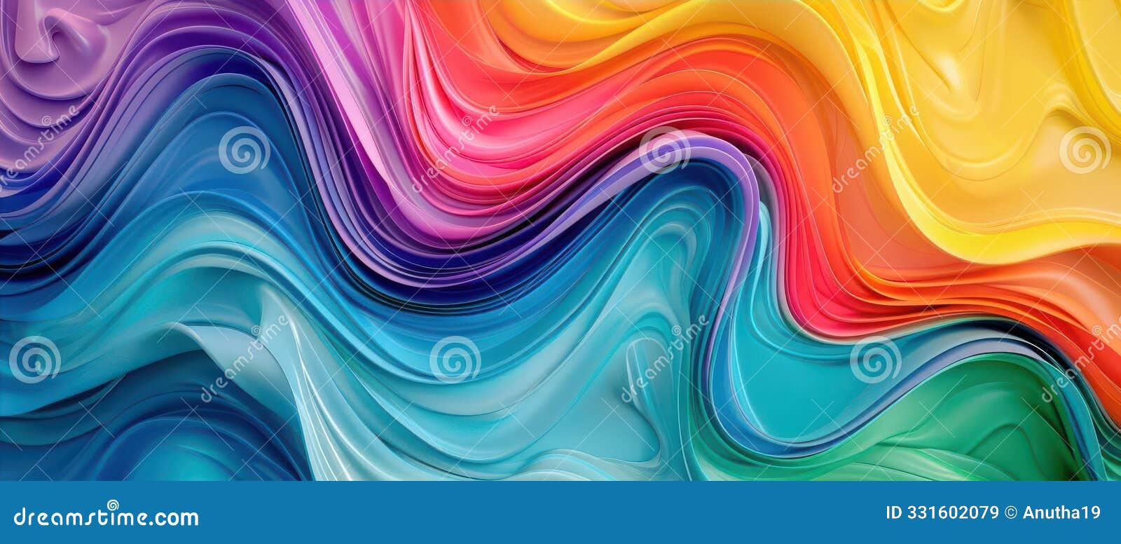 Rainbow Fluid Colors Wave And Metallic Geometric Shape Vector ...