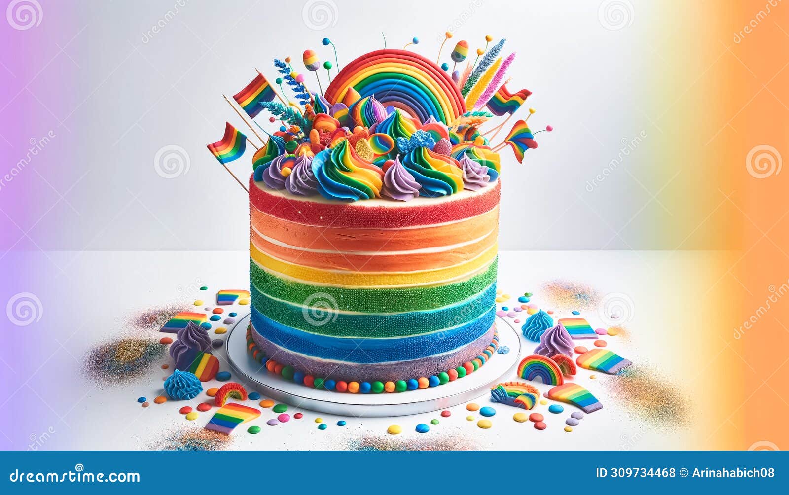 Vibrant Rainbow Layer Cake Celebrating LGBT Pride and Joy Stock Photo ...